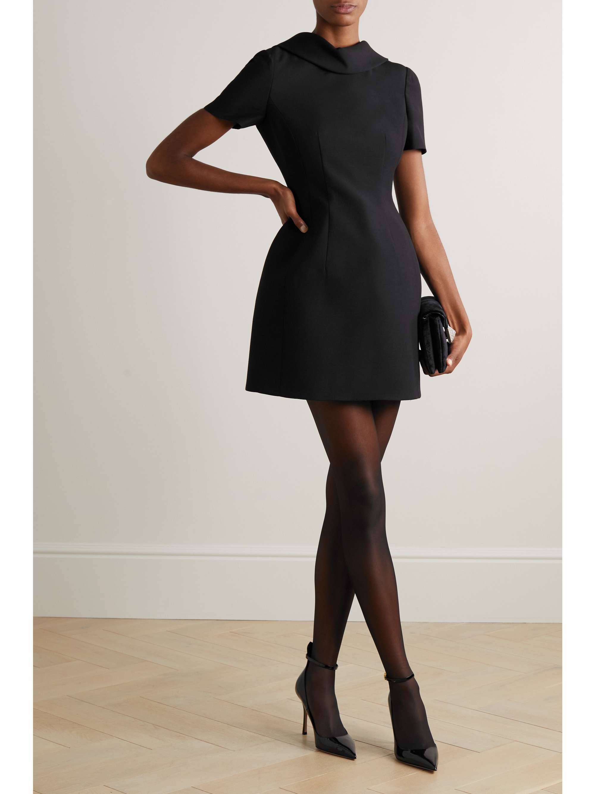 Valentino Garavani Bow Detailed Wool And Silk Blend Crepe Mini Dress