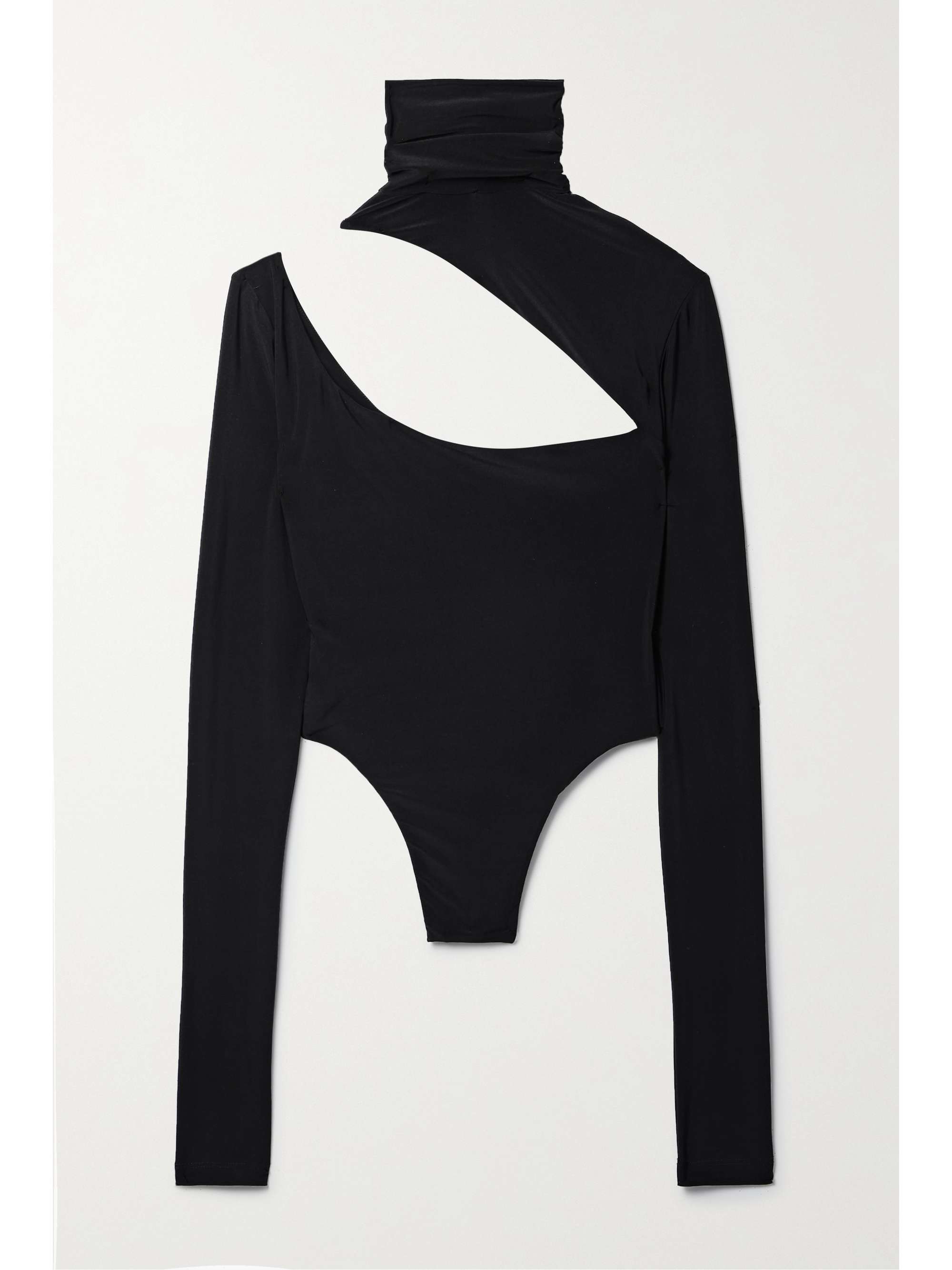 Laquan Smith Cutout Stretch Jersey Turtleneck Thong Bodysuit Net A Porter