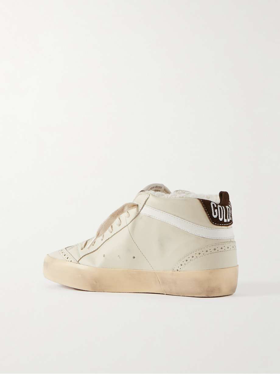 GOLDEN GOOSE Superstar distressed shearling-lined rubber and leather ...
