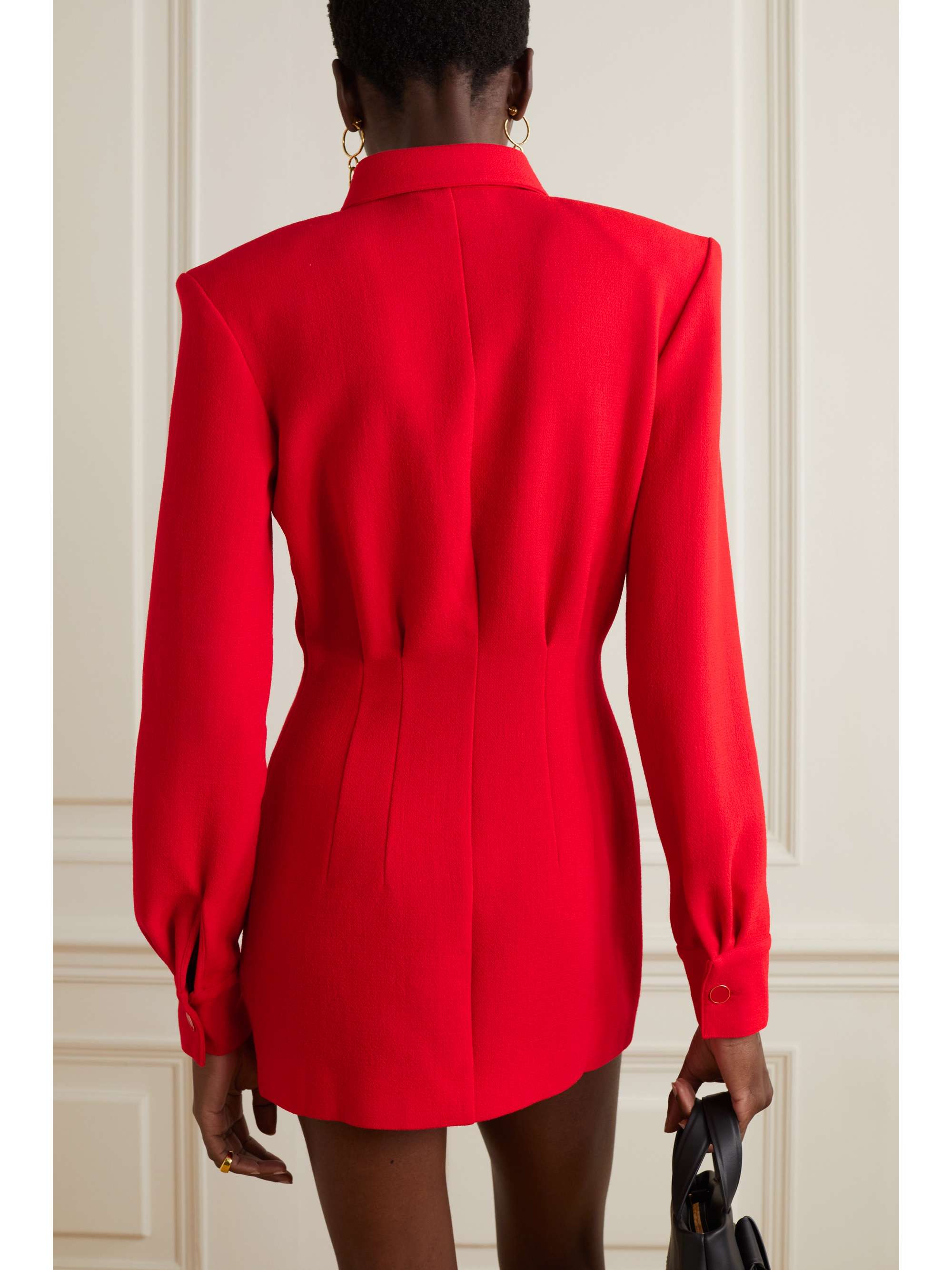 Red Wool-crepe mini shirt dress | ROWEN ROSE | NET-A-PORTER