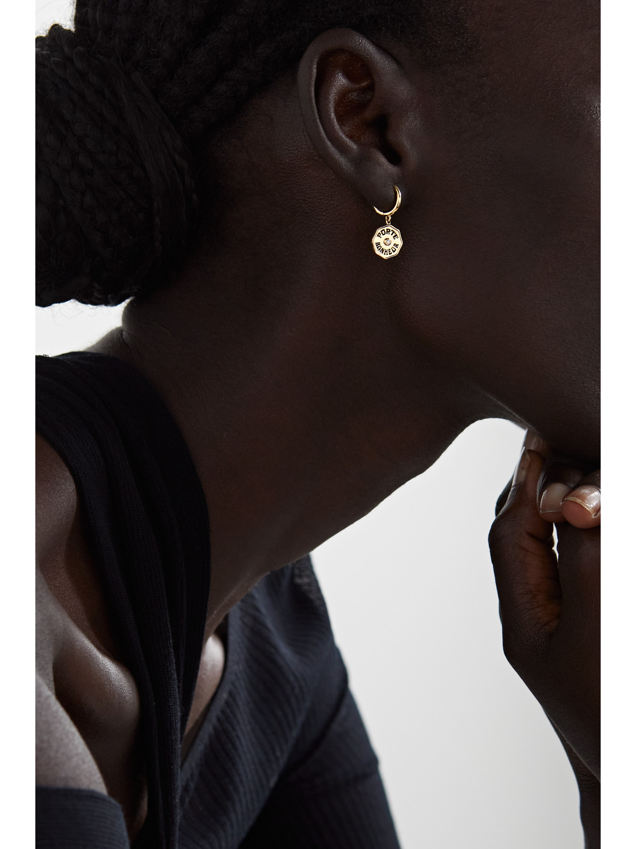 Marlo Laz Diamond Wee Porte Bonheur Hoop Drop Earrings | Diamonds ...