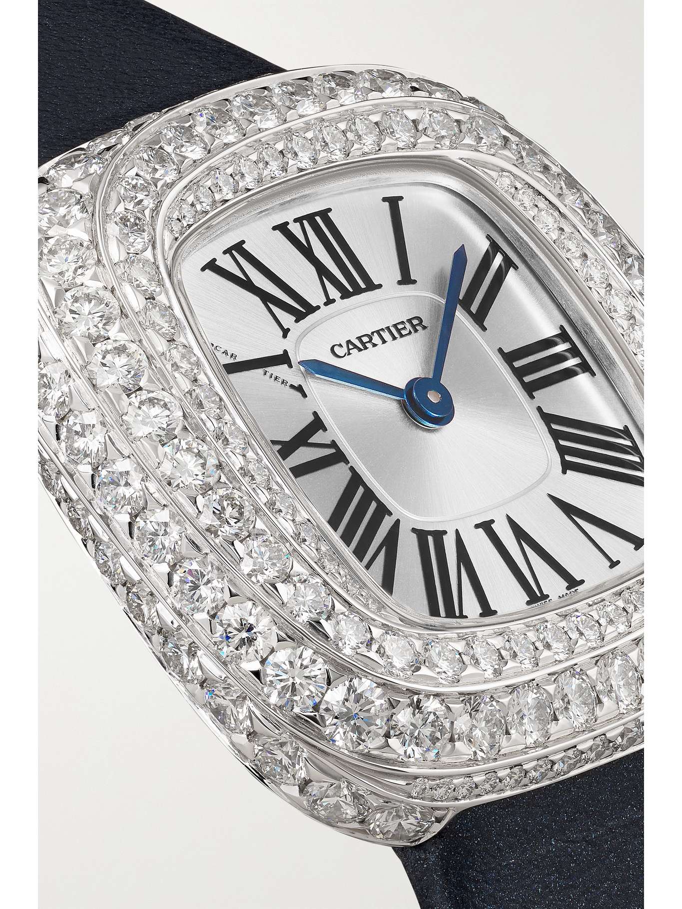CARTIER Coussin de Cartier small 27mm 18-karat white gold, leather and ...
