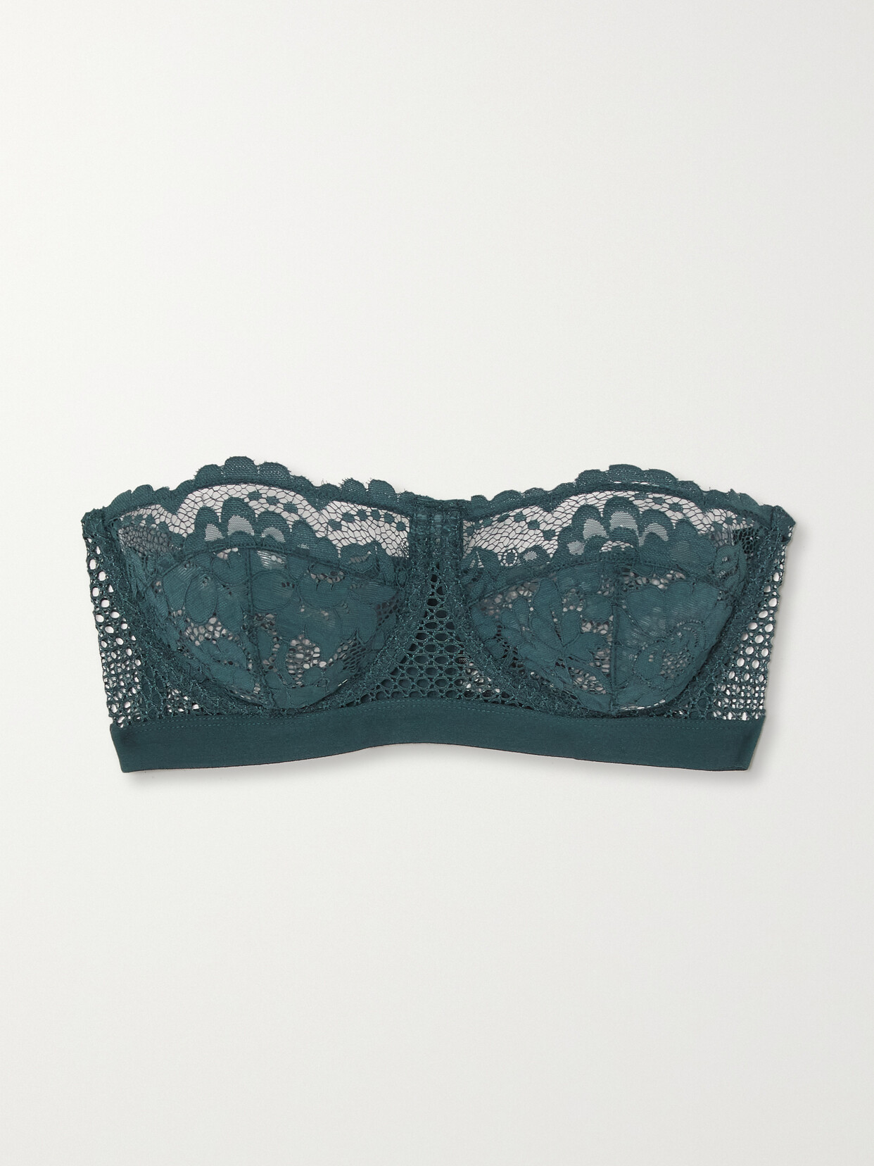 Else Petunia Stretch-mesh And Corded Lace Underwired Strapless ...