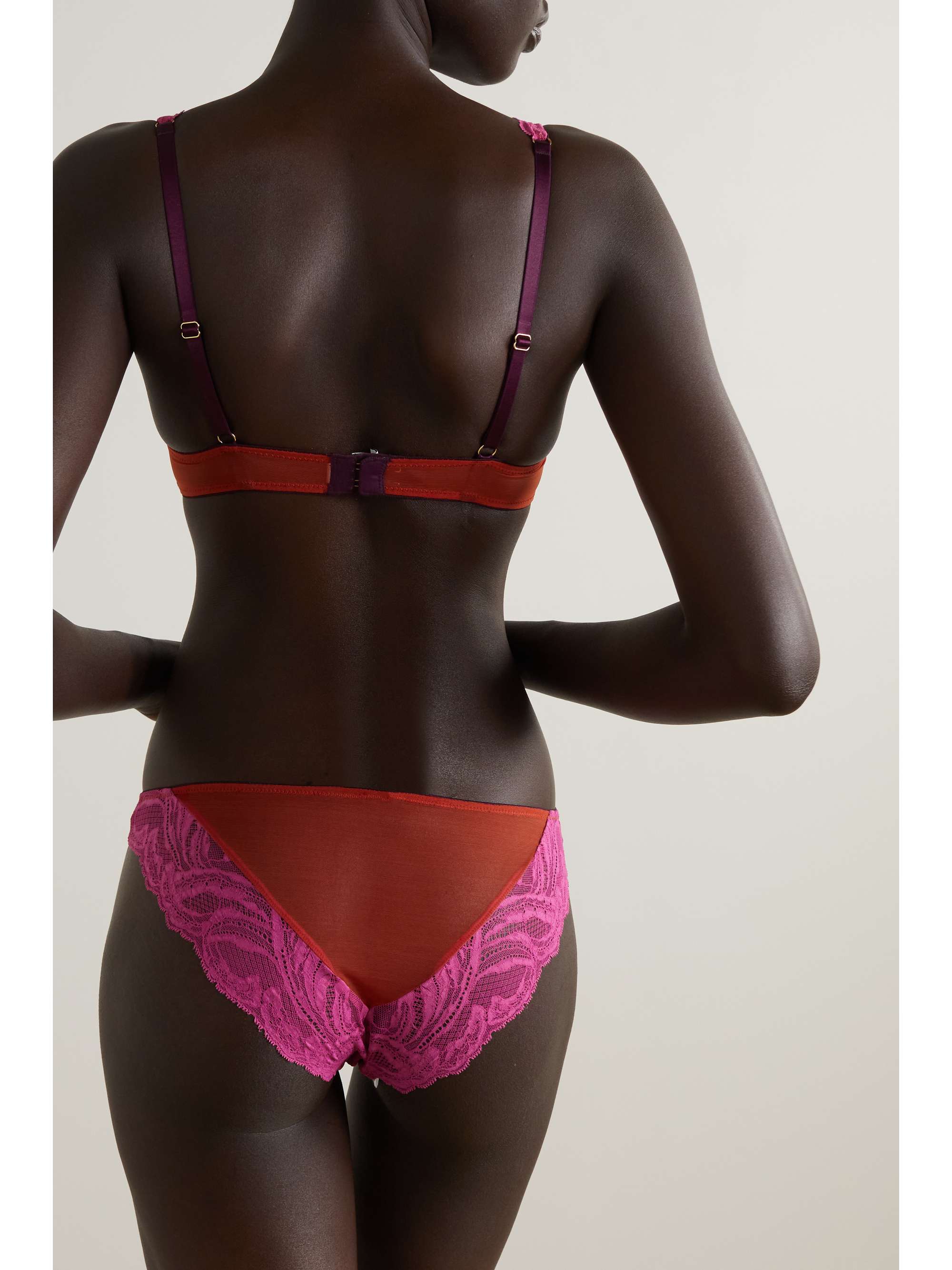Fuchsia Net Sustain Alba Recycled Lace And Tulle Underwired Plunge
