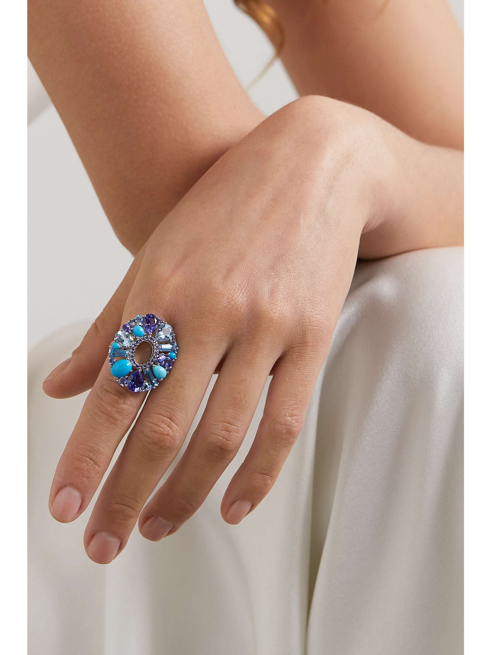 GARRARD Blaze 18-karat white gold multi-stone ring | NET-A-PORTER