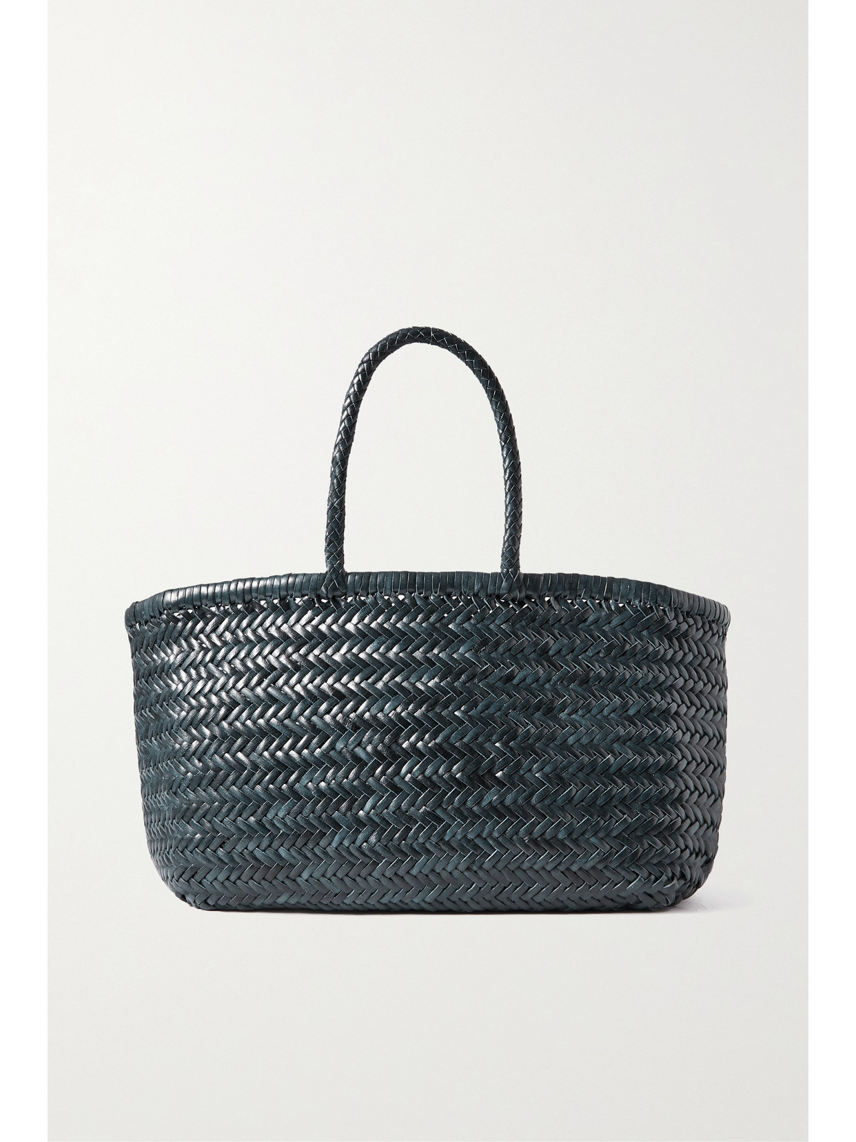 Dragon Diffusion Bamboo Triple Jump Big Woven Leather Tote In Blue ...