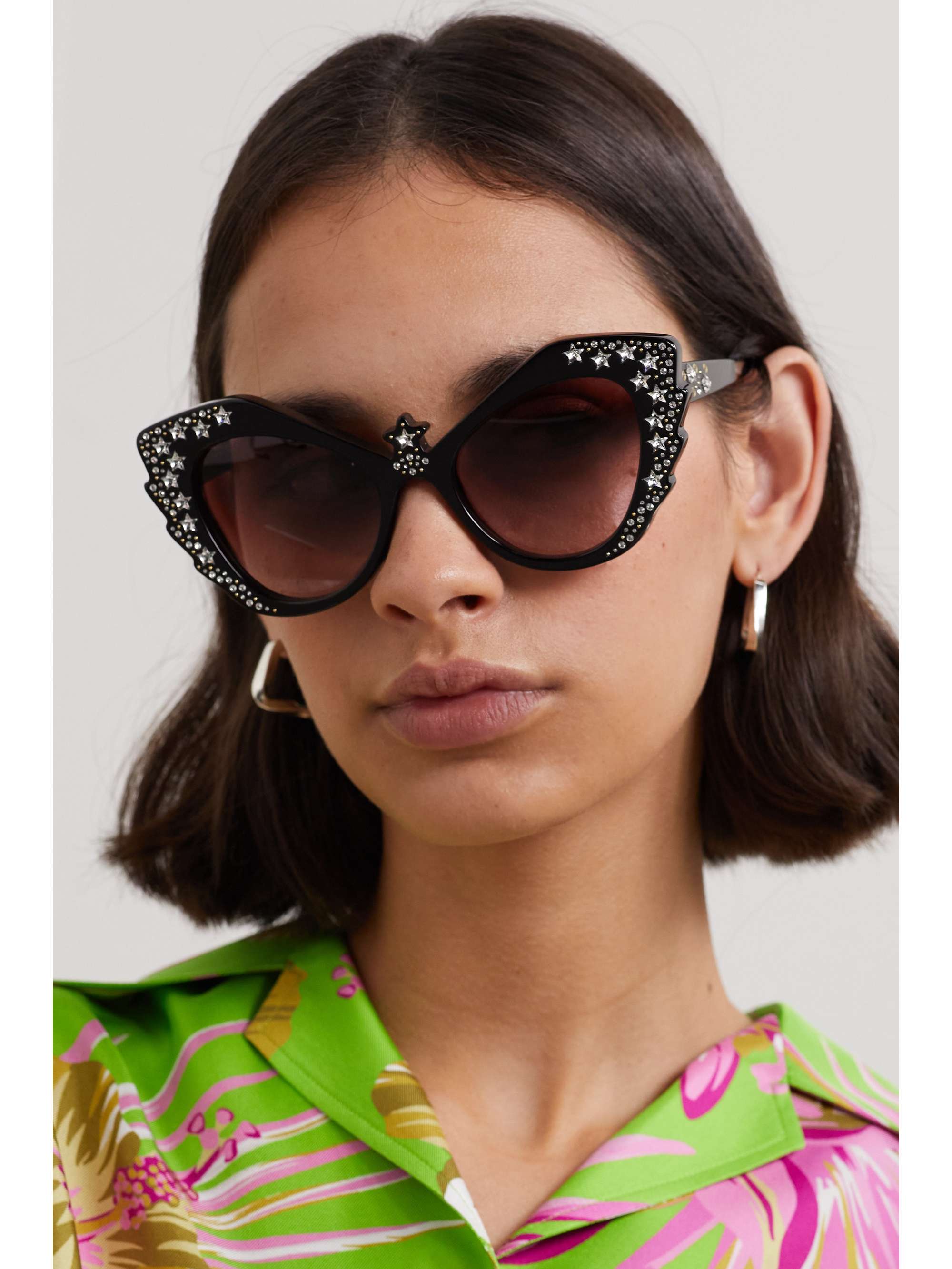 Gucci Eyewear Cat Eye Crystal Embellished Acetate Sunglasses Net A Porter