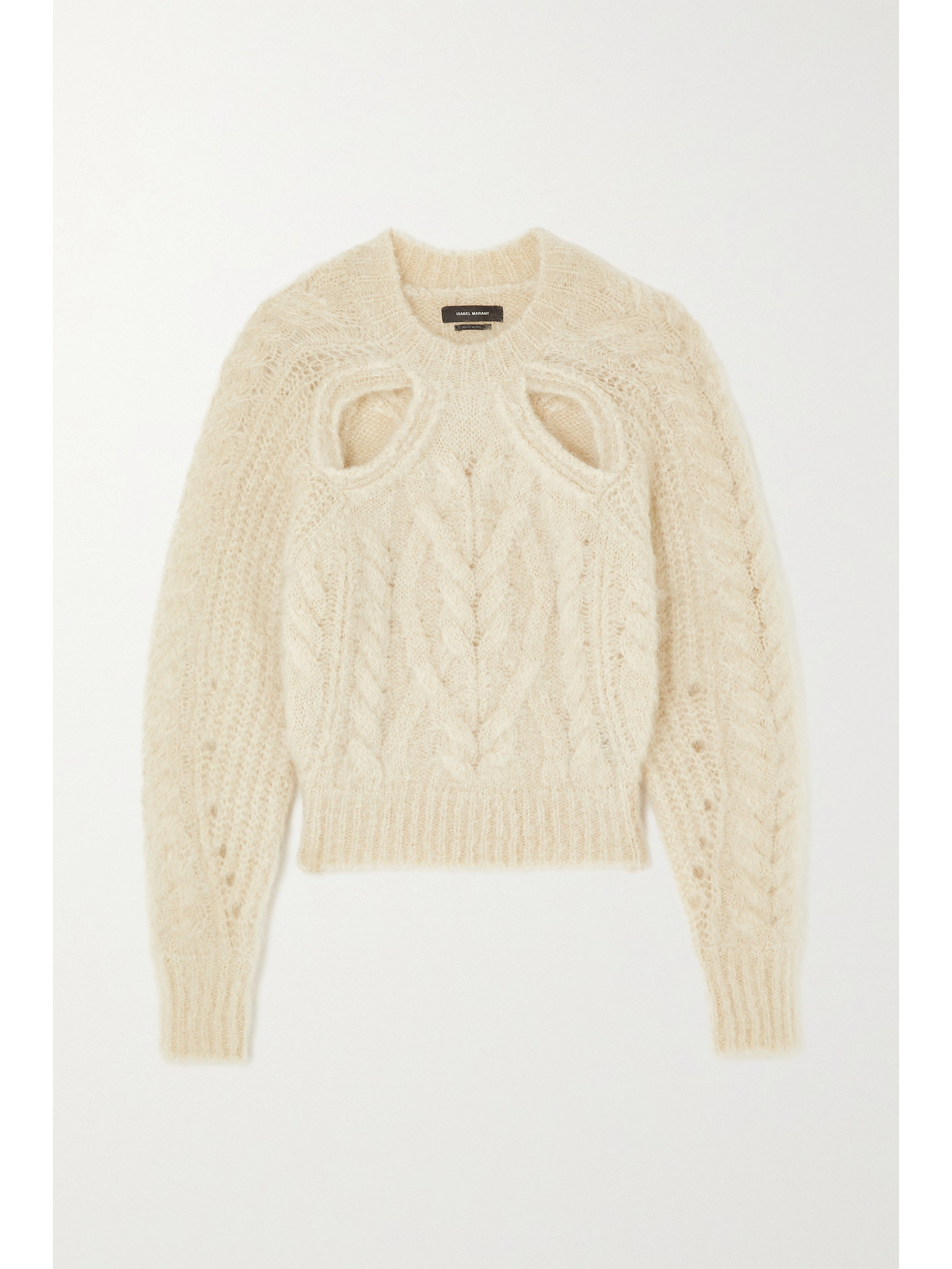 Isabel Marant Palima Cutout Cable-knit Mohair-blend Sweater In Beige ...