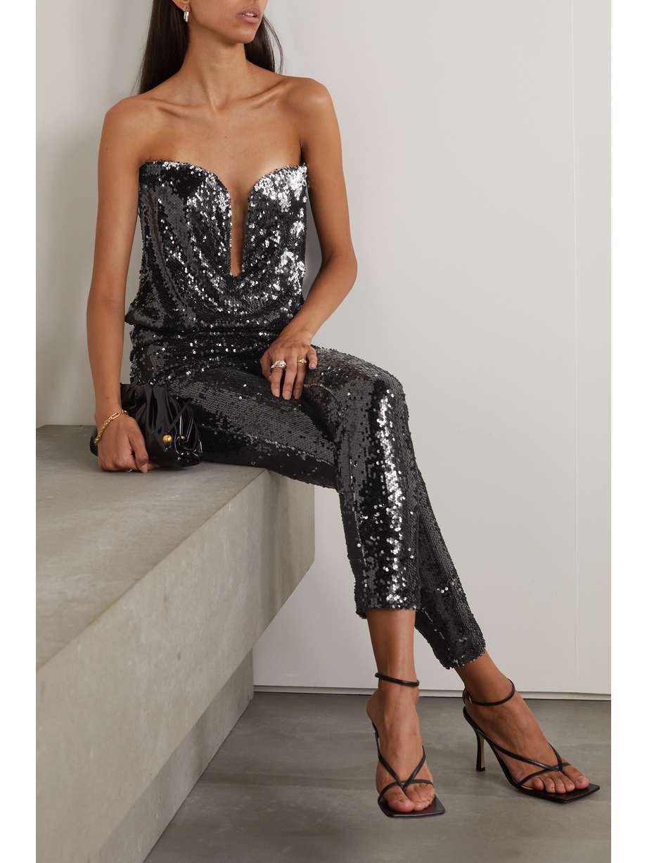Silver Mandy strapless sequined crepe top | ISABEL MARANT | NET-A-PORTER