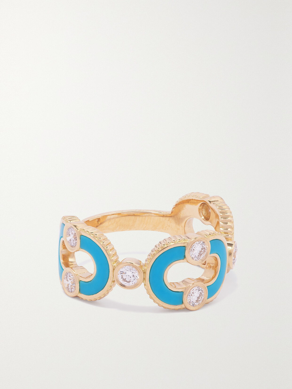 Viltier Magnetic Enchainee 18-karat Gold, Turquoise And Diamond Ring ...