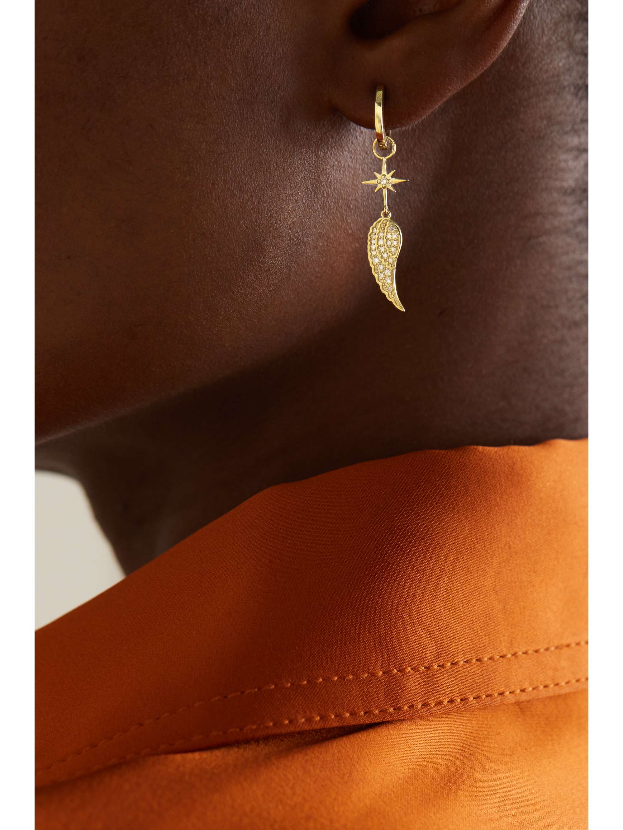 SYDNEY EVAN Wing 14-karat gold diamond hoop earrings | NET-A-PORTER