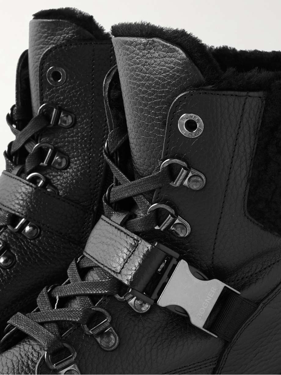 BOGNER St. Moritz buckled shearling-lined textured-leather ankle boots ...