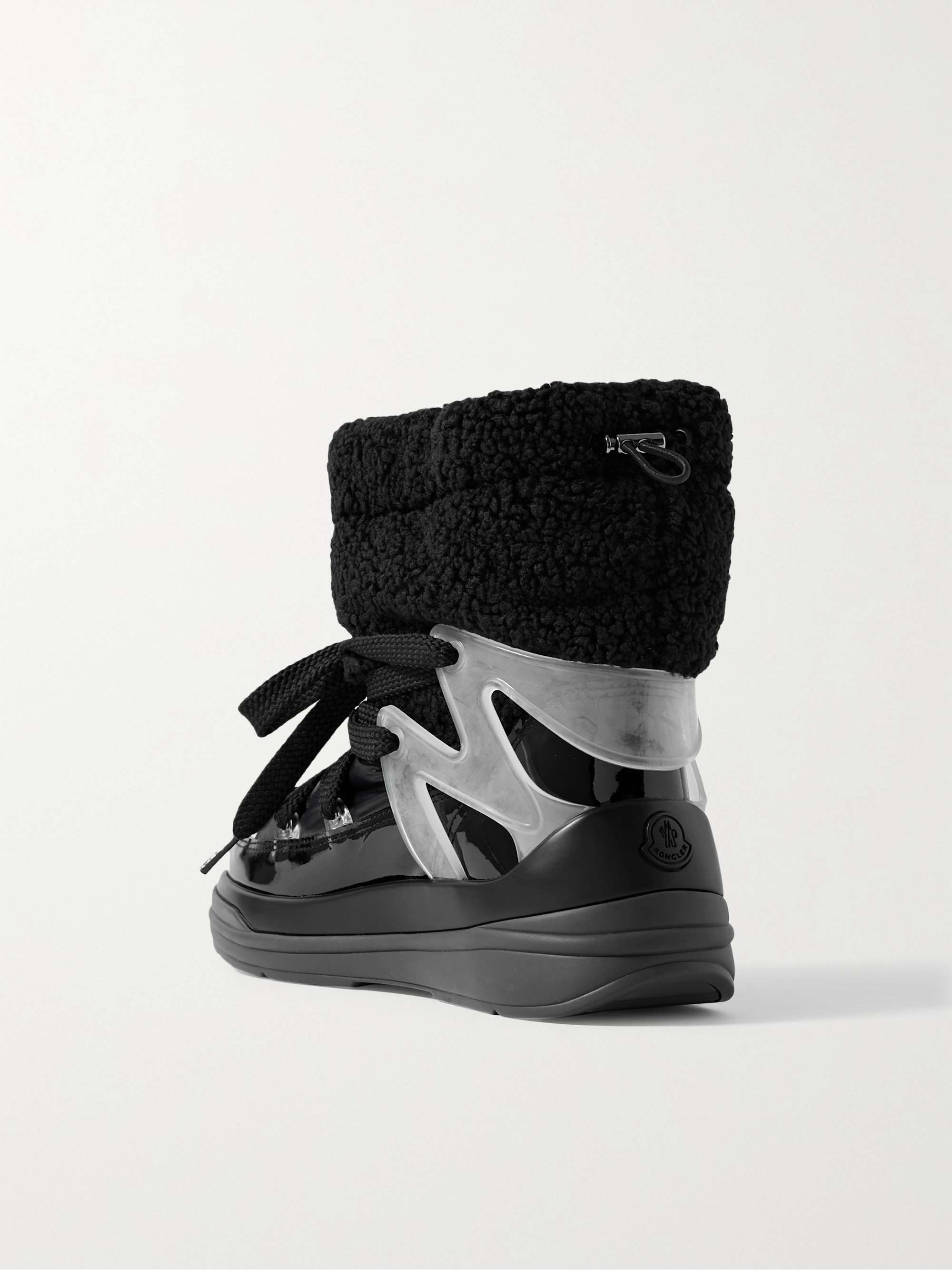 MONCLER Insolux M rubber-trimmed fleece, shell and patent-leather snow ...