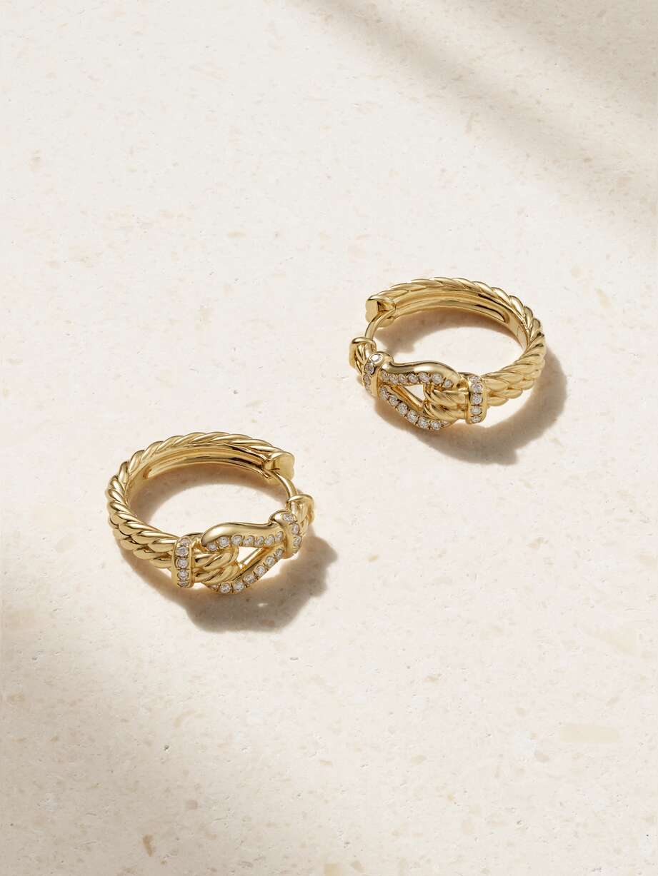 Gold Thoroughbred Loop Hoop 18-karat gold diamond earrings | DAVID ...