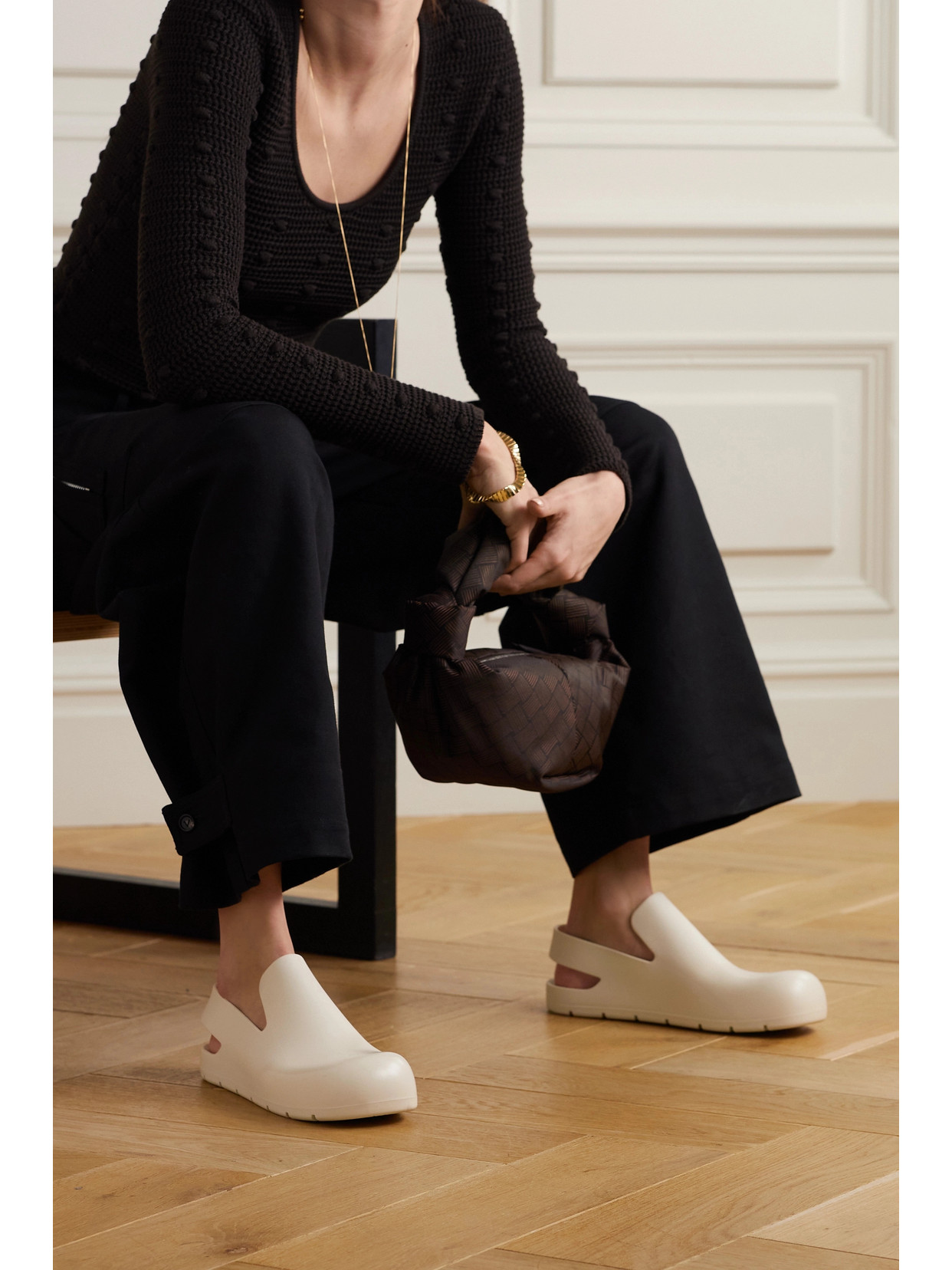 Bottega Veneta Puddle Rubber Slingback Clogs In White | ModeSens