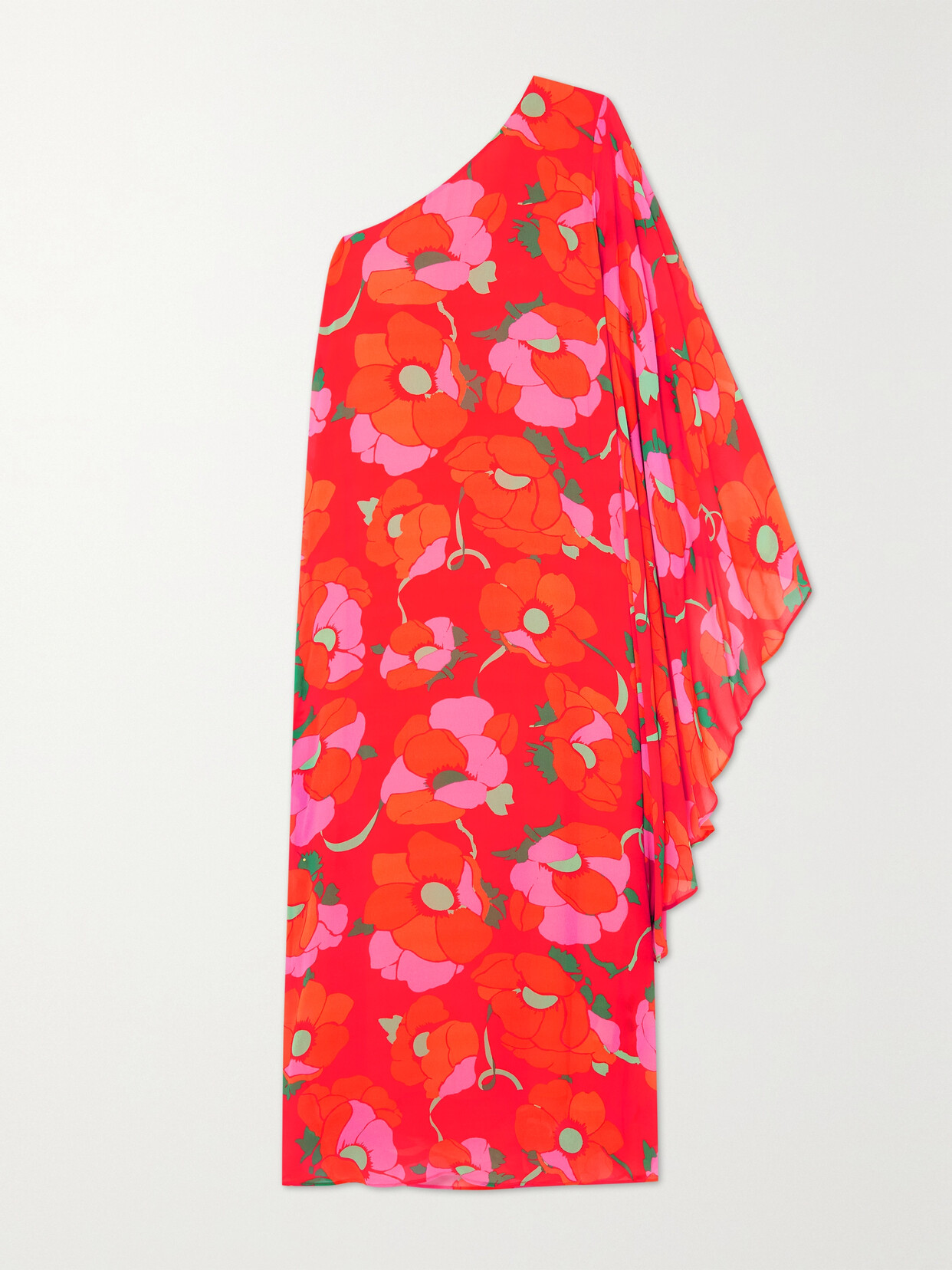 Rixo London Liza One-sleeve Draped Floral-print Georgette Maxi Dress In ...