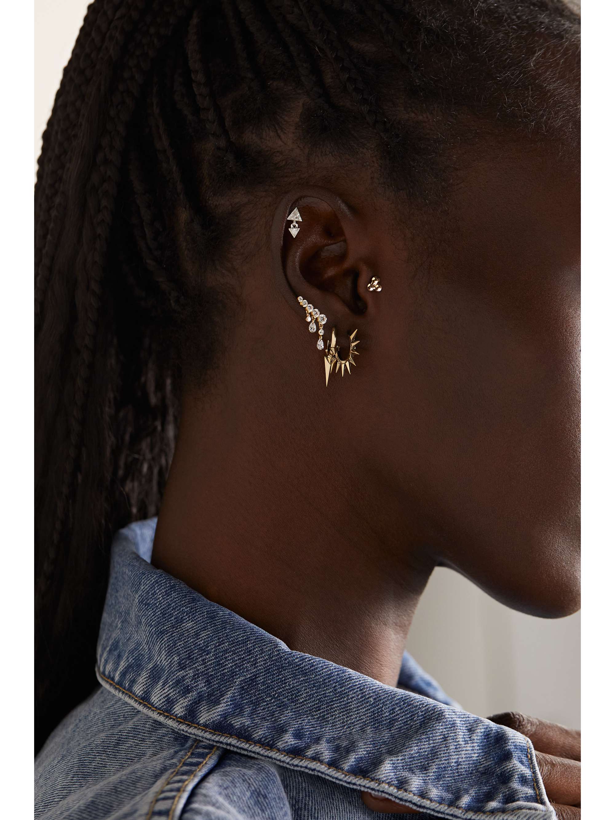 MARIA TASH Mohawk 8mm 14-karat gold single hoop earring | NET-A-PORTER