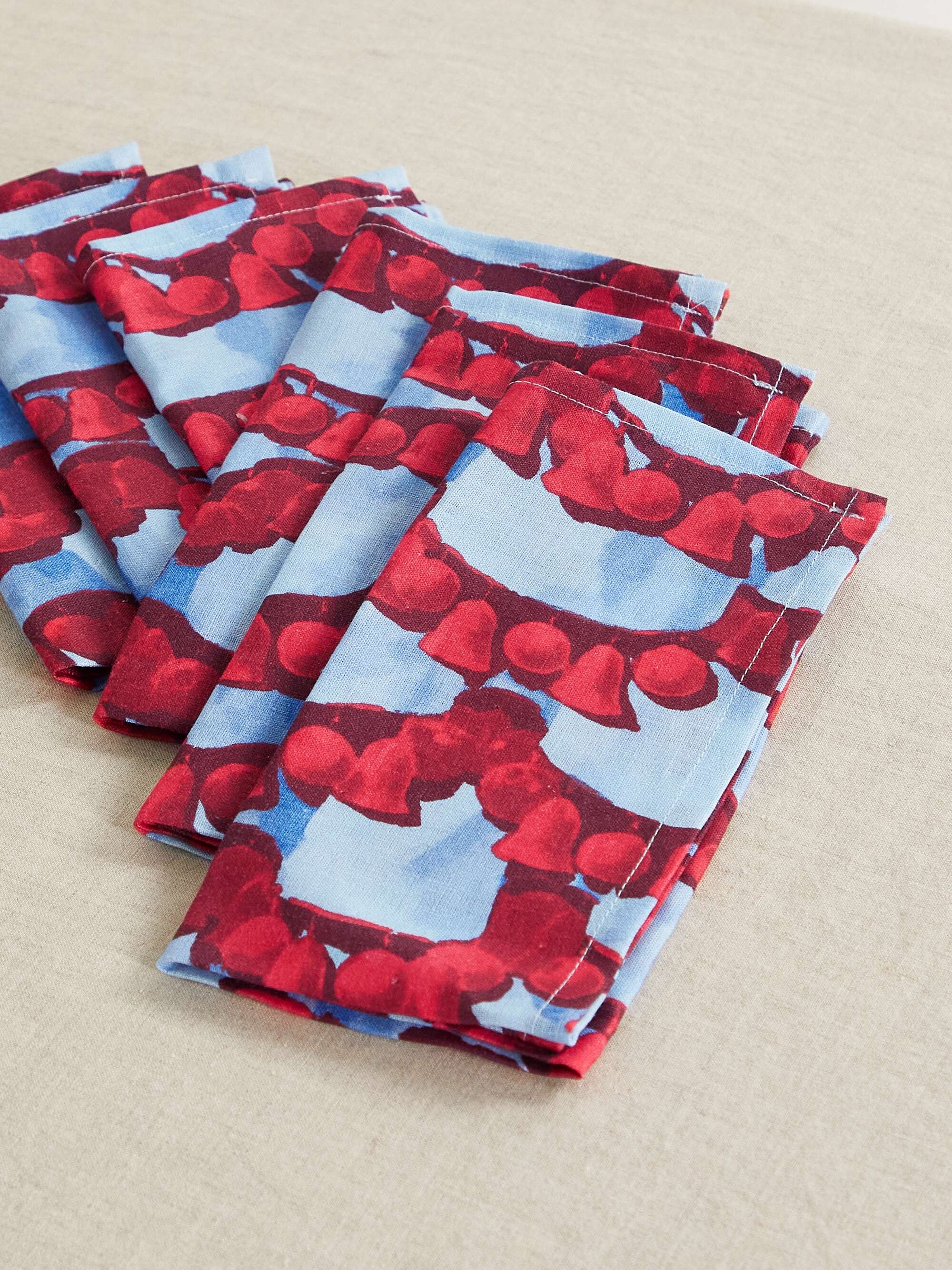 LA DOUBLEJ Set of six printed linen napkins | NET-A-PORTER