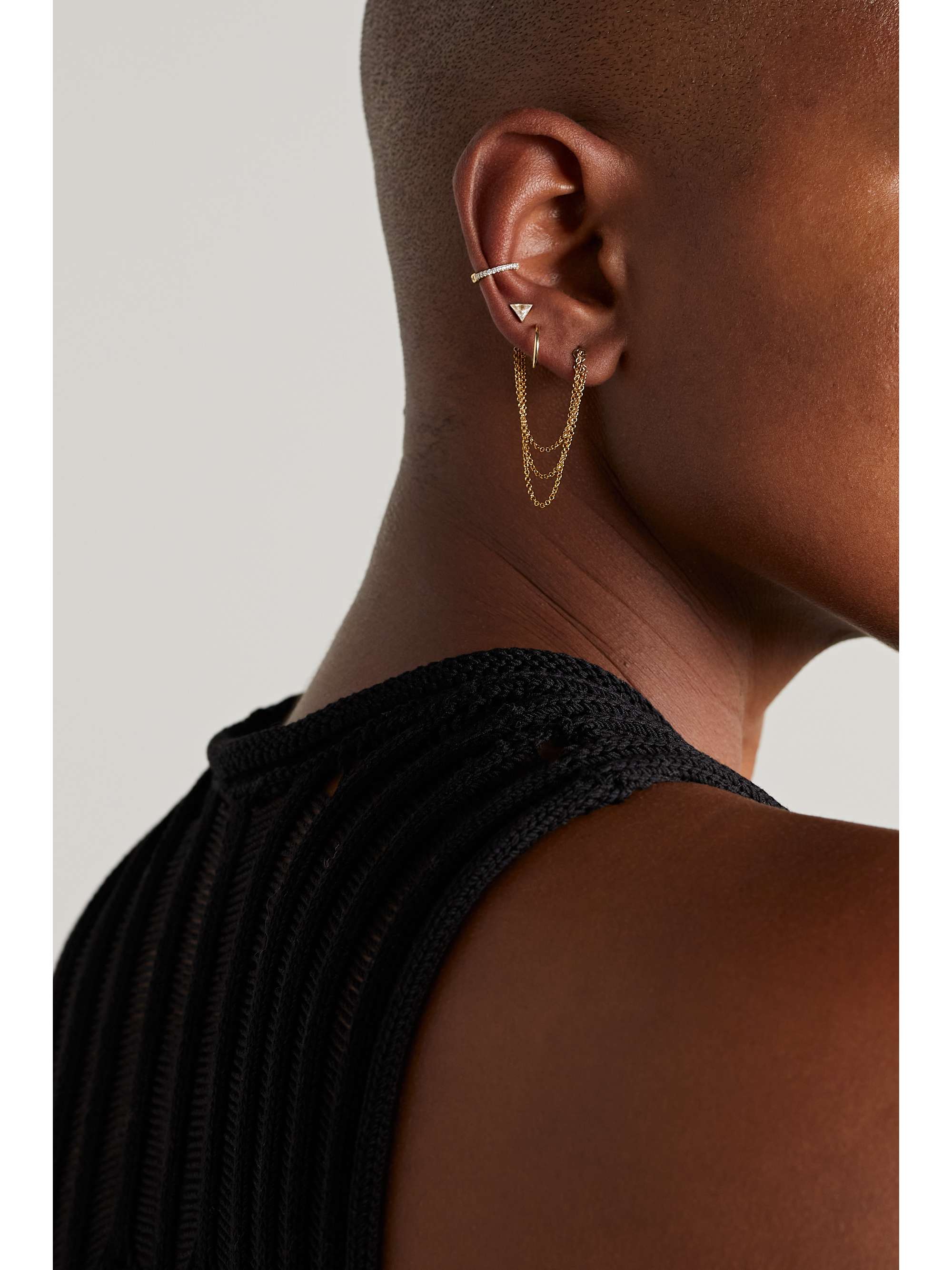MARIA TASH 76mm Triple Chain 14 karat gold single earring NET A PORTER