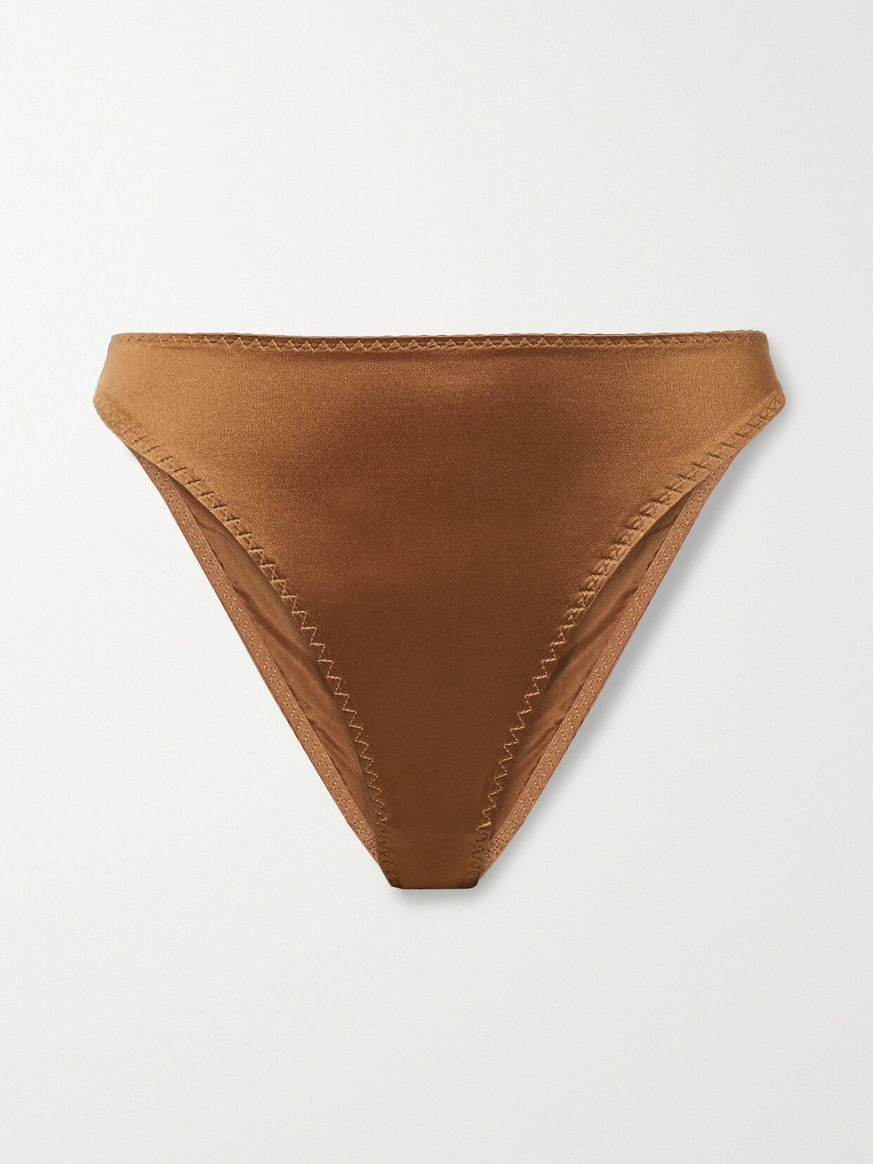 Skims Stretch Satin High Leg Bikini In Bronze Modesens