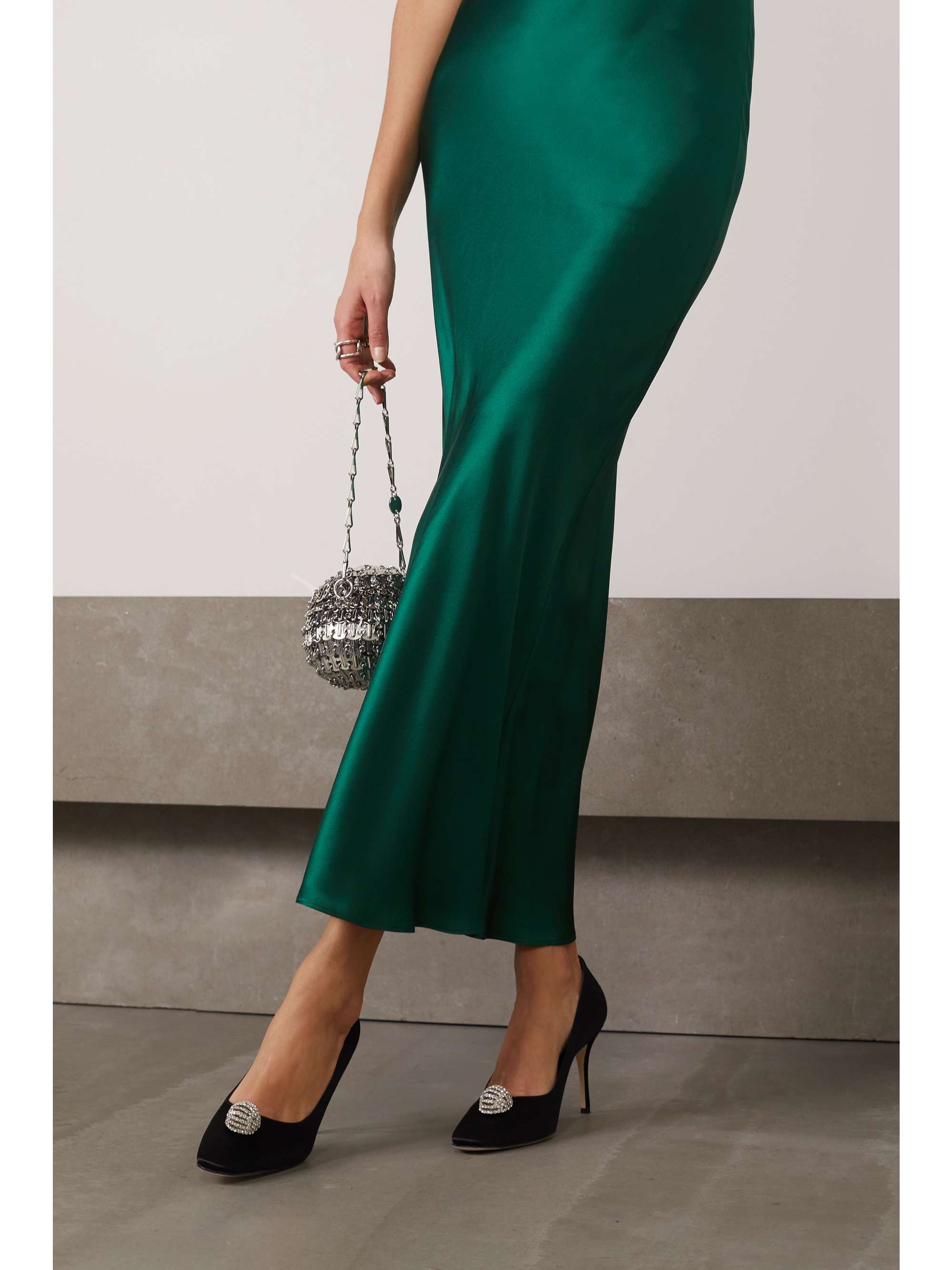 Black Elbolita 90 embellished satin pumps | MANOLO BLAHNIK | NET-A-PORTER