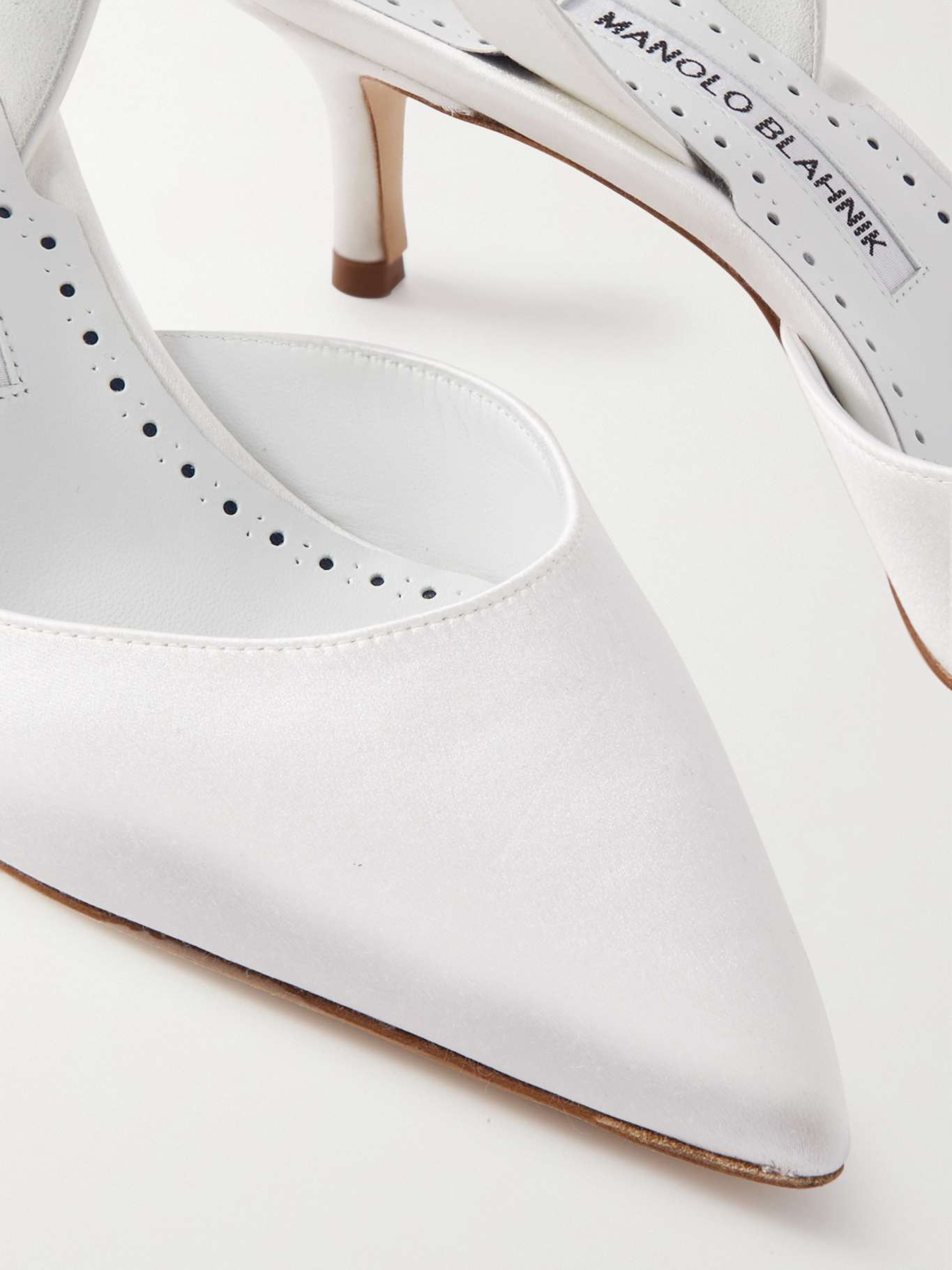 MANOLO BLAHNIK Carolyne Bridal 50 satin slingback pumps | NET-A-PORTER