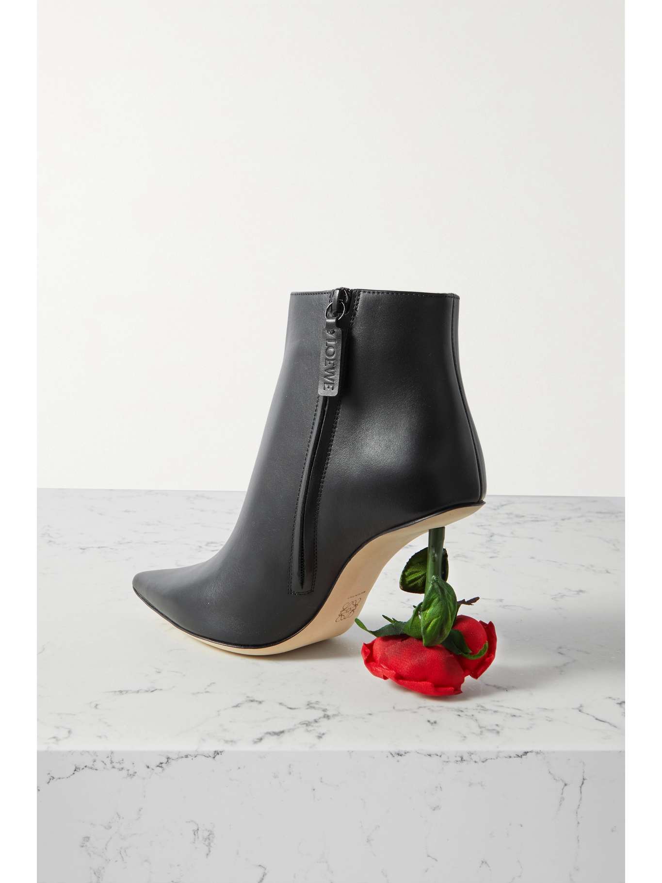 LOEWE Rose embellished leather ankle boots | NET-A-PORTER