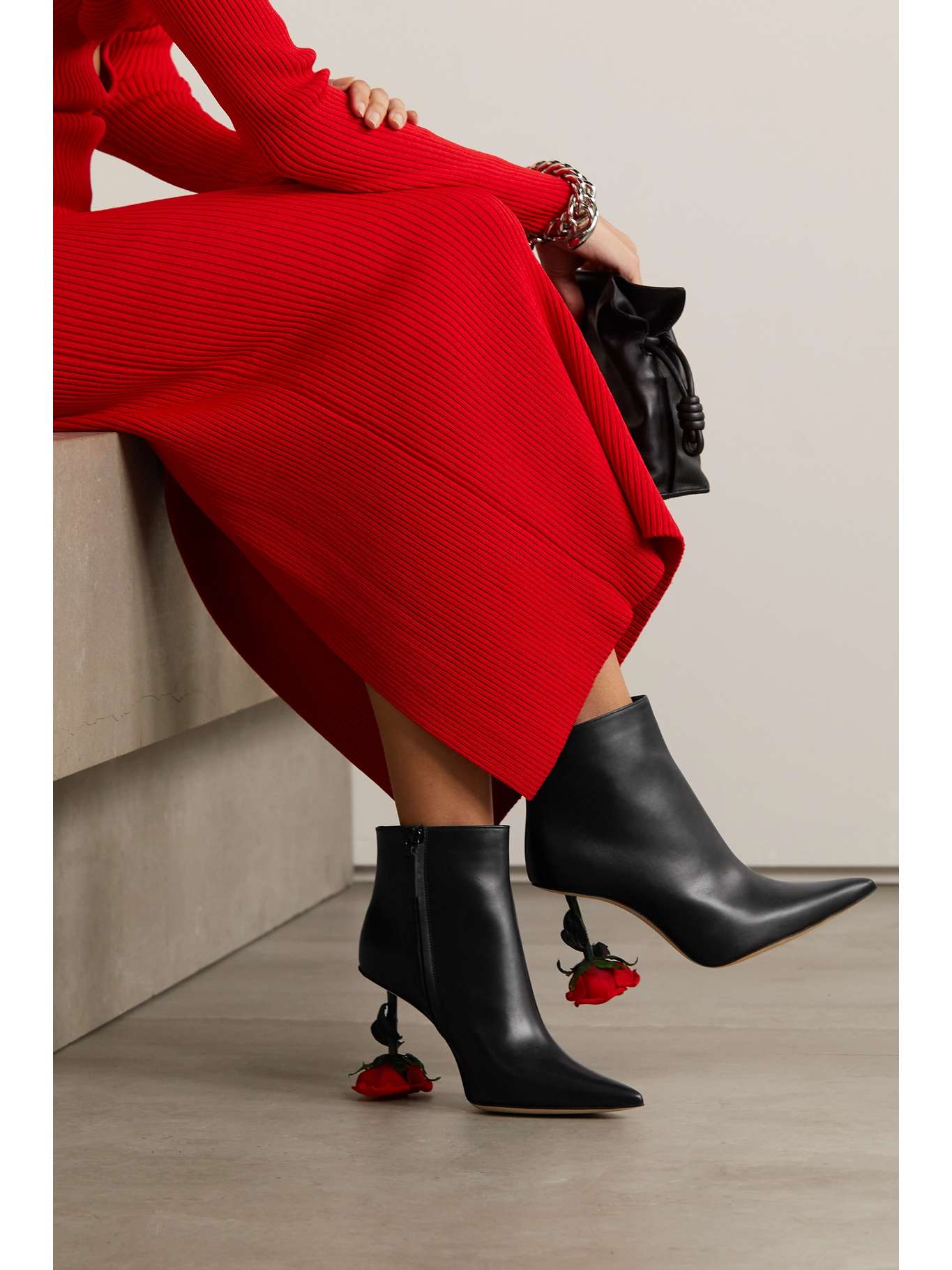 LOEWE Rose embellished leather ankle boots | NET-A-PORTER
