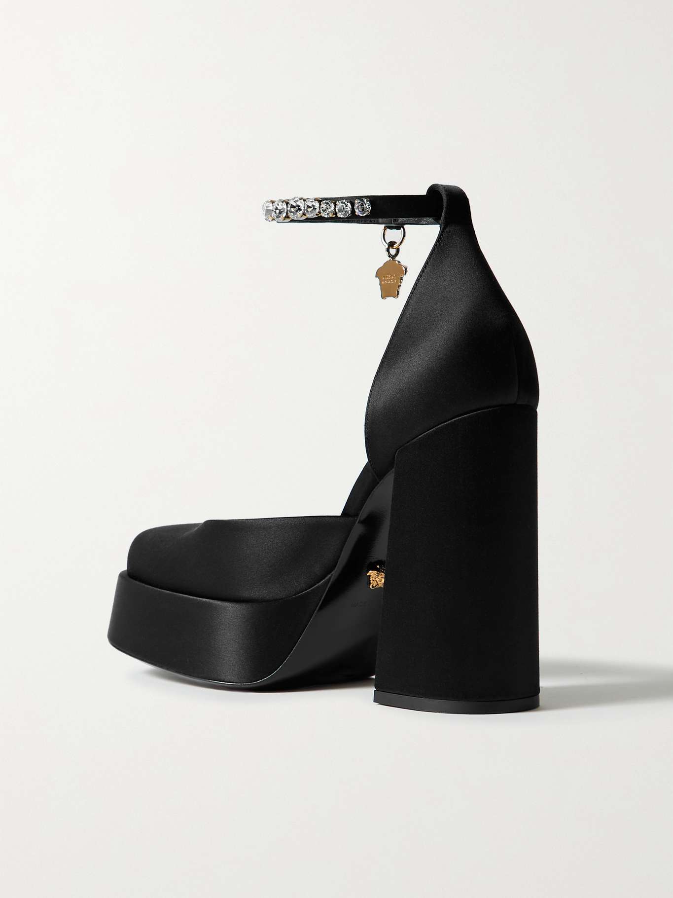 VERSACE Medusa Aevitas embellished satin platform pumps | NET-A-PORTER