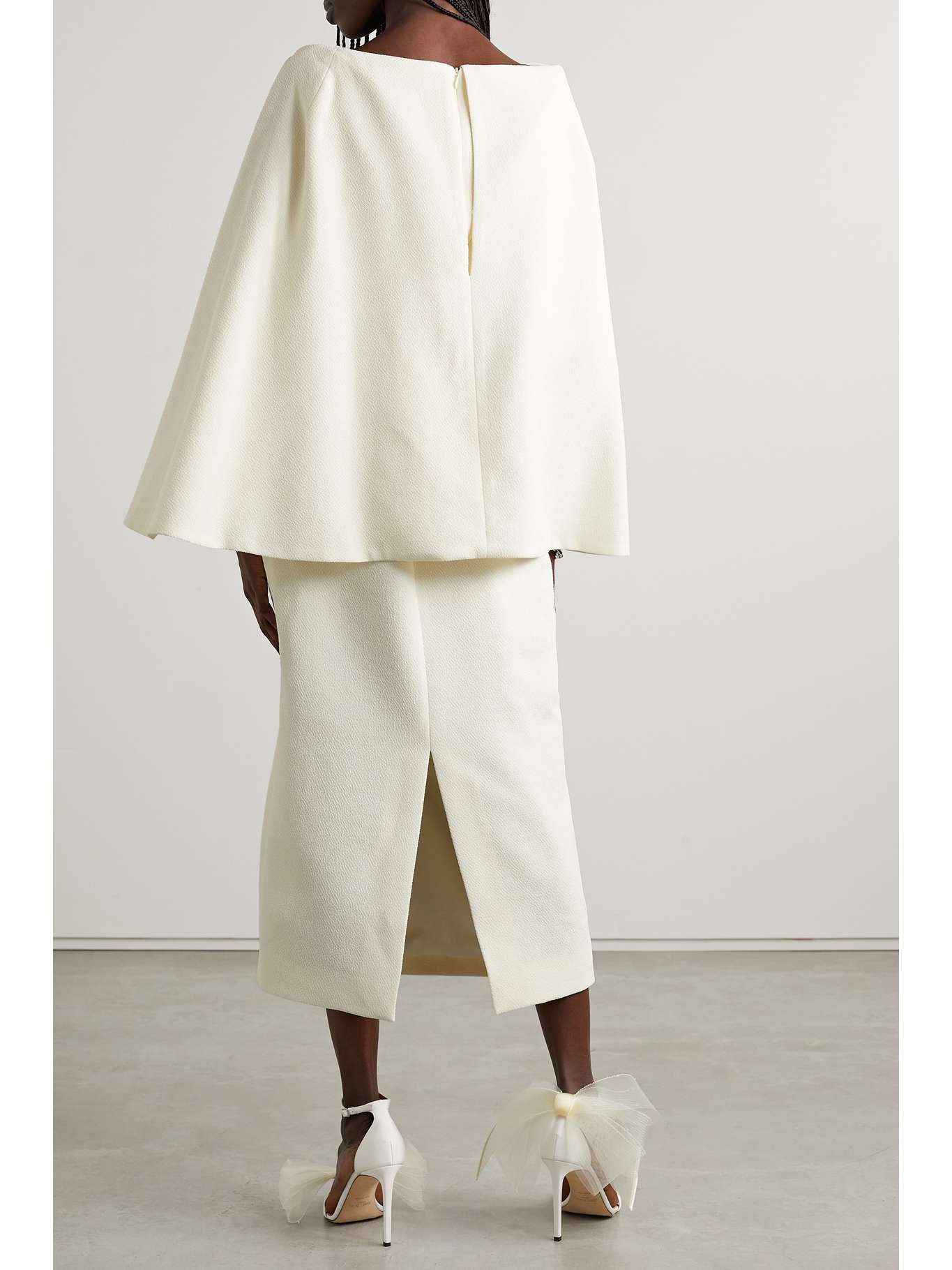 EMILIA WICKSTEAD Switzy cape-effect cloqué midi dress | NET-A-PORTER