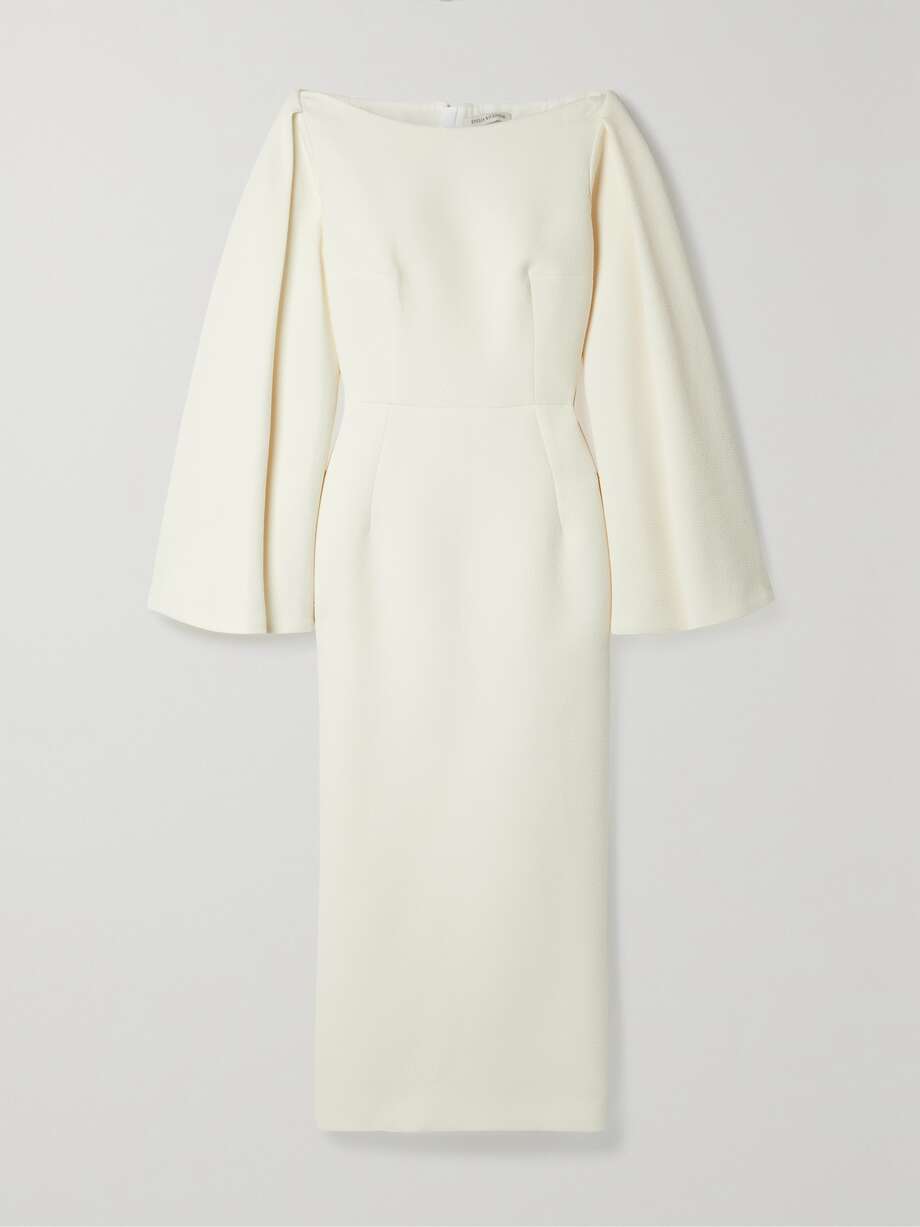 EMILIA WICKSTEAD Switzy cape-effect cloqué midi dress | NET-A-PORTER