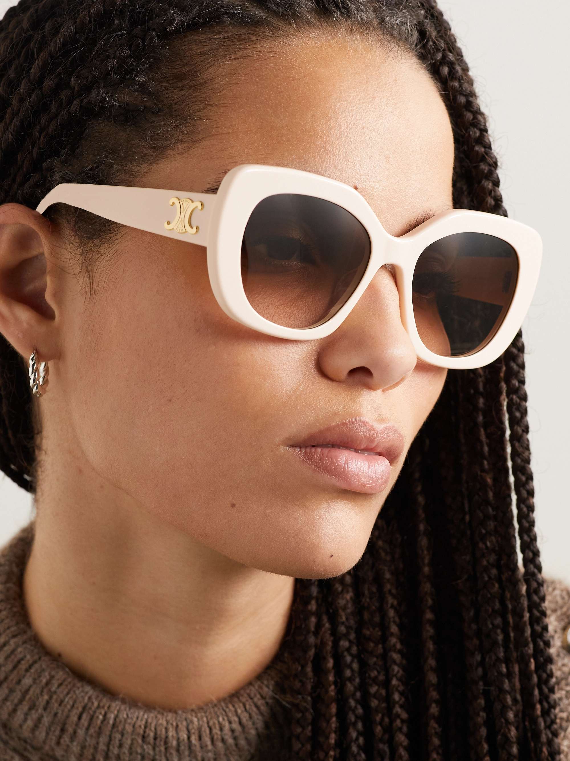 Ivory Square Frame Acetate Sunglasses Celine Eyewear Net A Porter