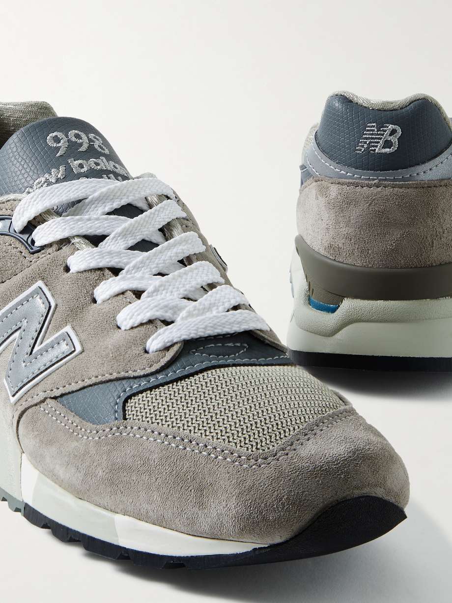 NEW BALANCE Made in USA 998 Core rubber-trimmed leather, mesh and suede ...