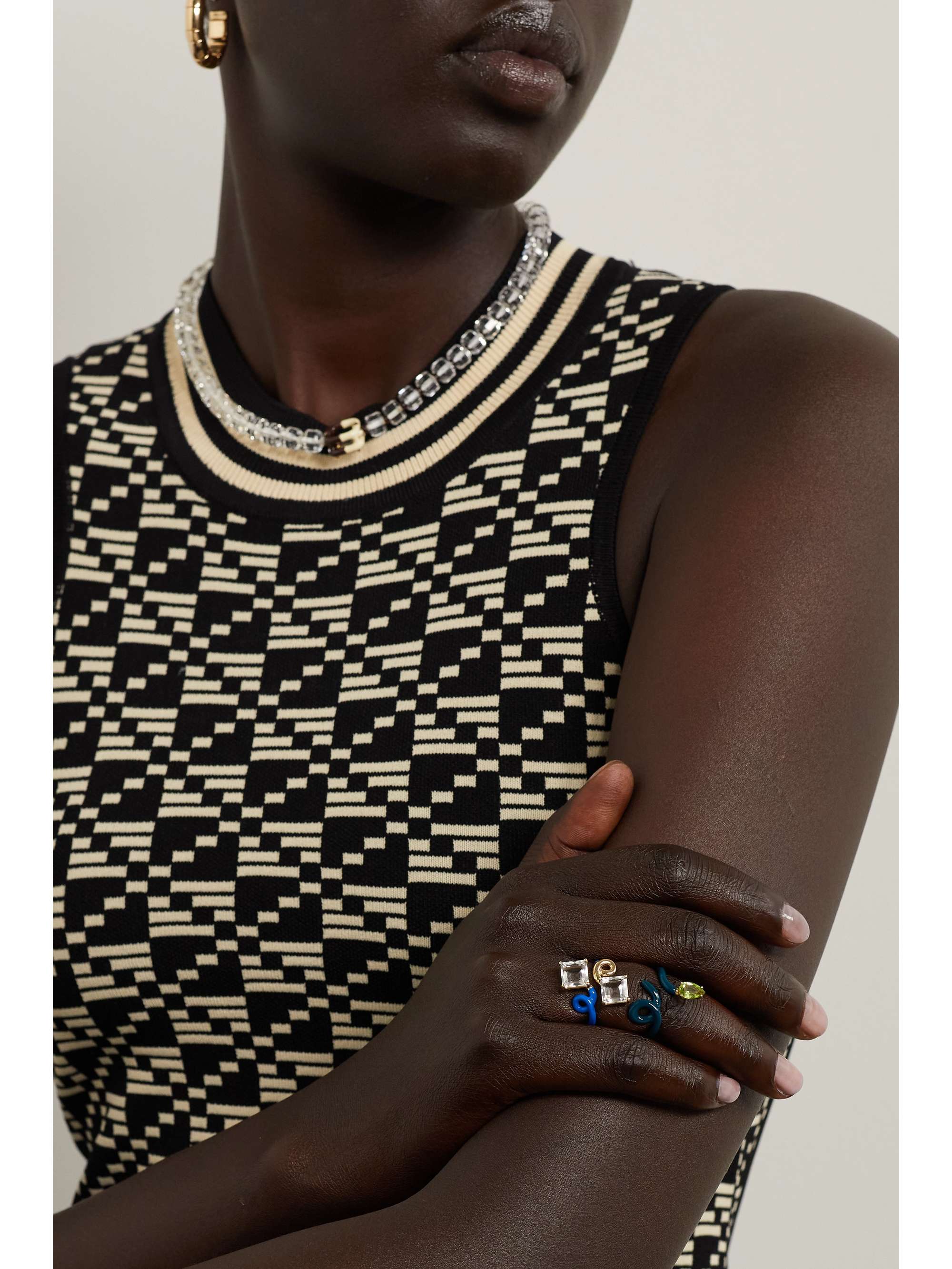 BEA BONGIASCA 9-karat gold, enamel and rock crystal ring | NET-A-PORTER