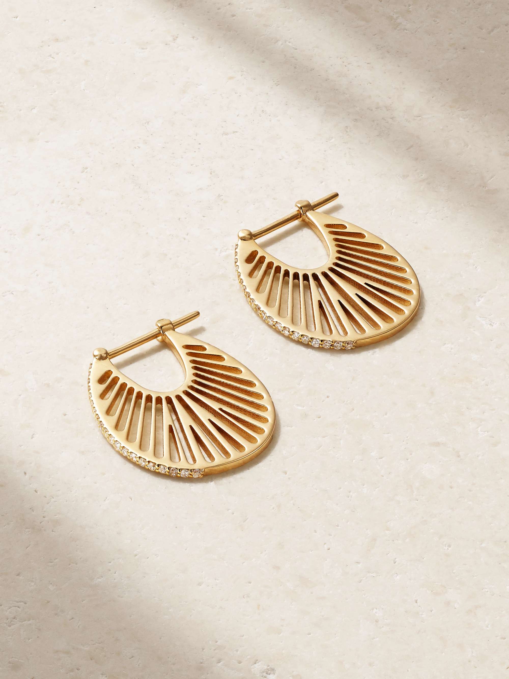 L'ATELIER NAWBAR Flat Ray large 18-karat gold diamond hoop earrings ...