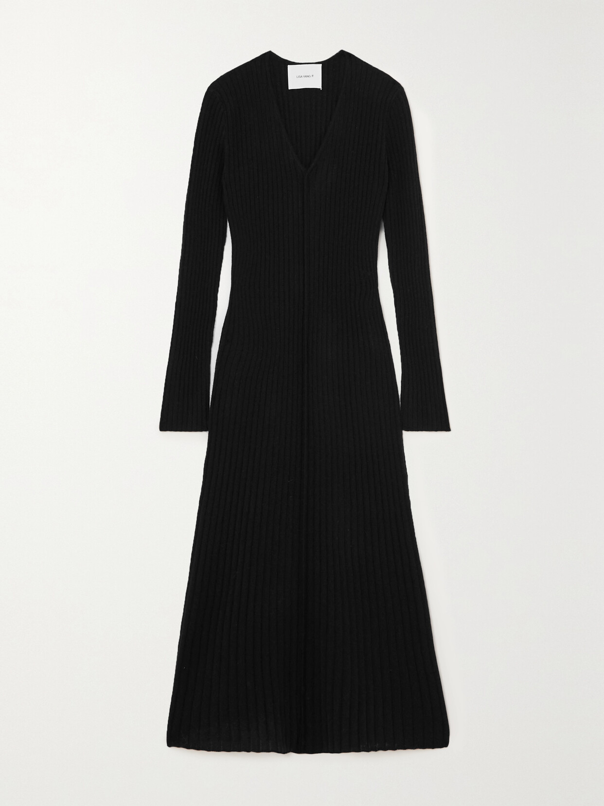 Lisa Yang Lilo Ribbed Cashmere Midi Dress In Black | ModeSens