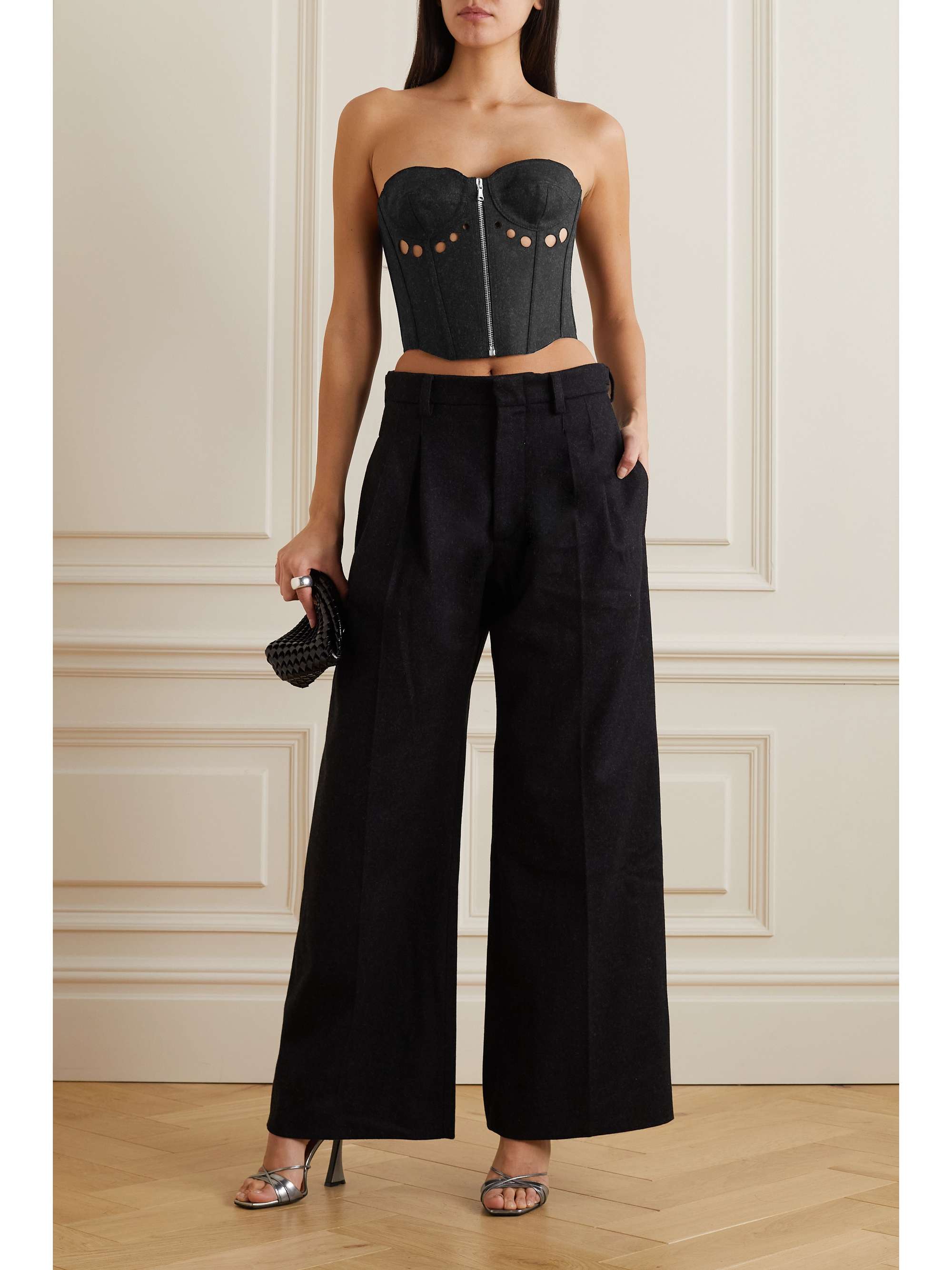 JEAN PAUL GAULTIER Cutout wool-blend felt bustier top | NET-A-PORTER
