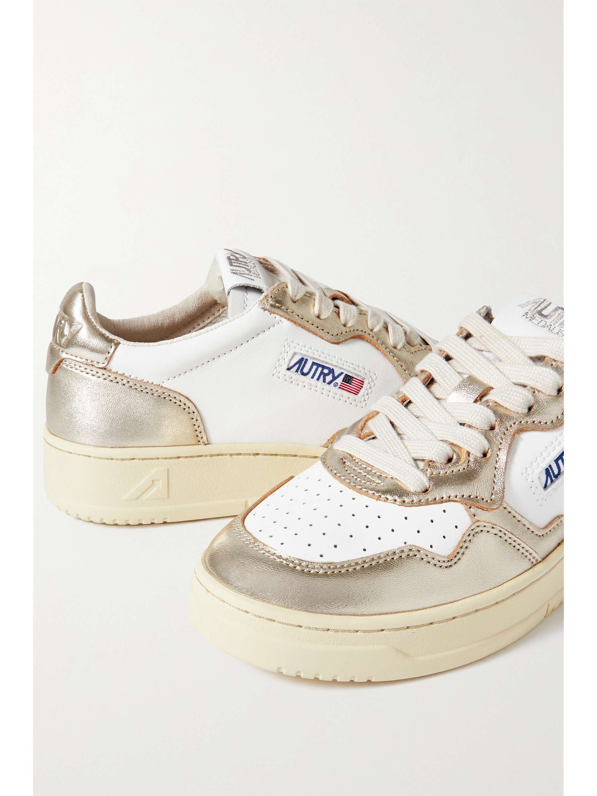 AUTRY Medalist Low metallic leather sneakers | NET-A-PORTER