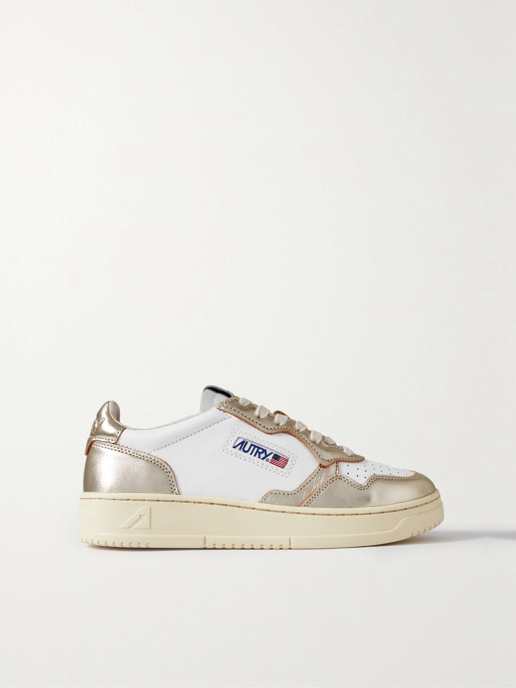 AUTRY Medalist Low metallic leather sneakers | NET-A-PORTER