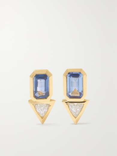 AZLEE 18-karat gold, diamond and sapphire earrings | NET-A-PORTER