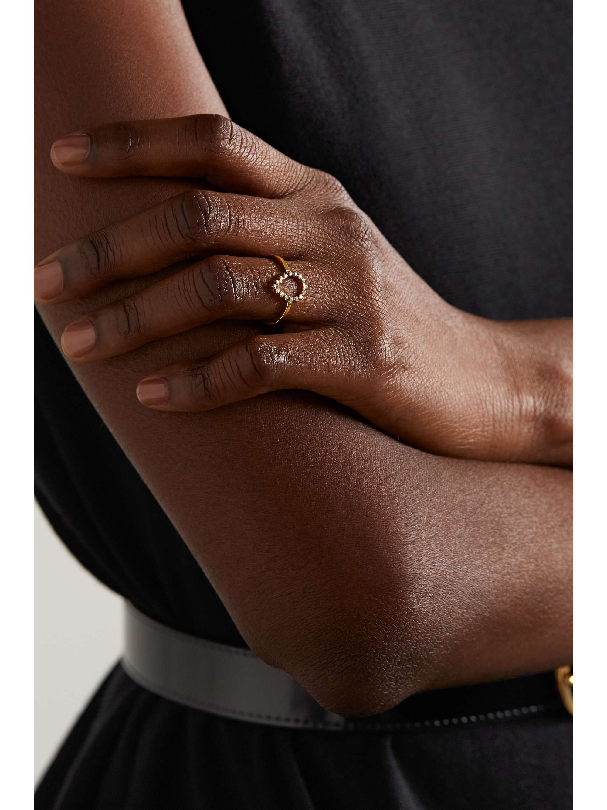 Gold Mini Open Teardrop 18-karat gold diamond ring | JENNIFER MEYER ...