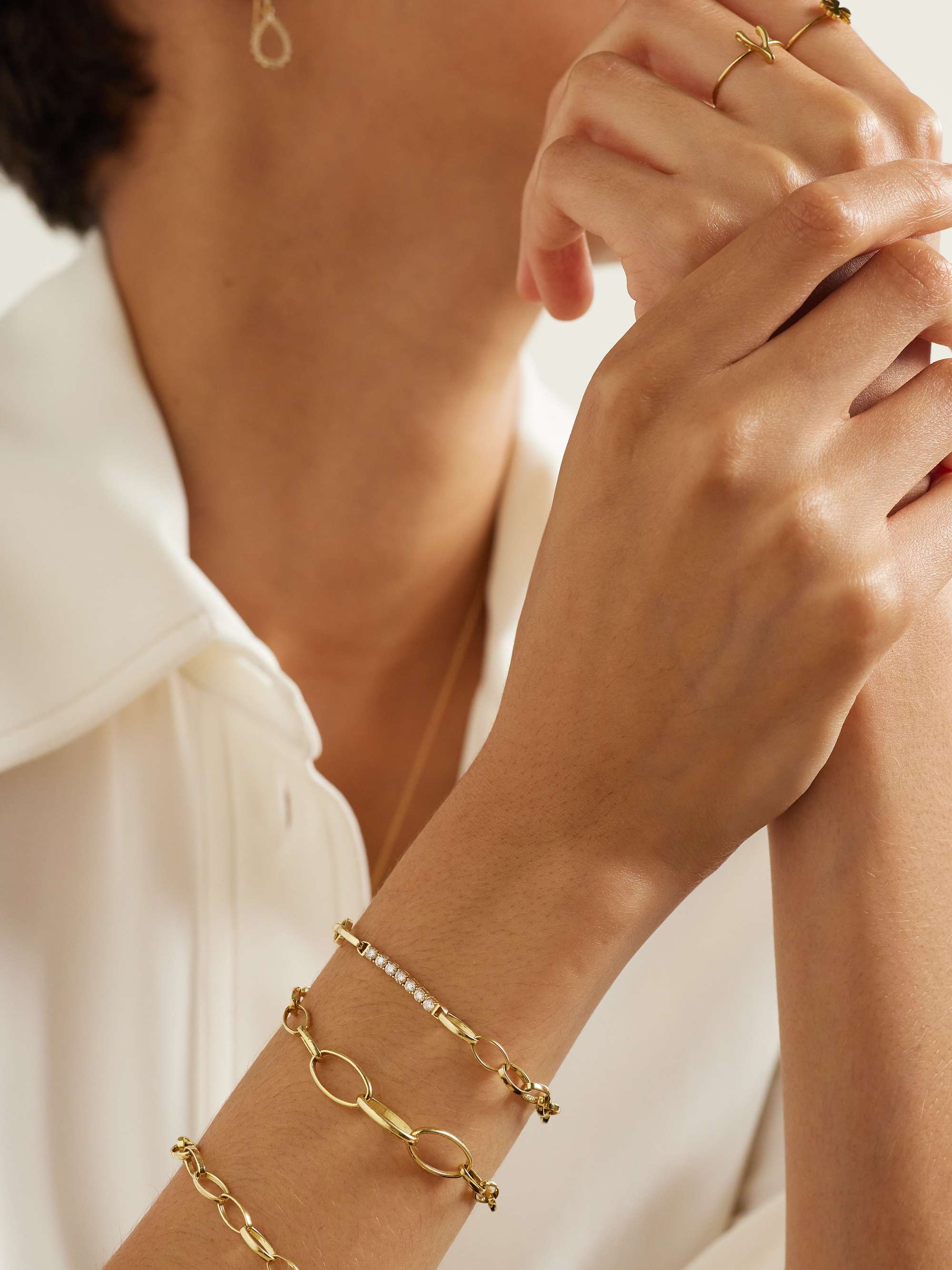 JENNIFER MEYER Medium Edith 18-karat gold diamond bracelet | NET-A-PORTER