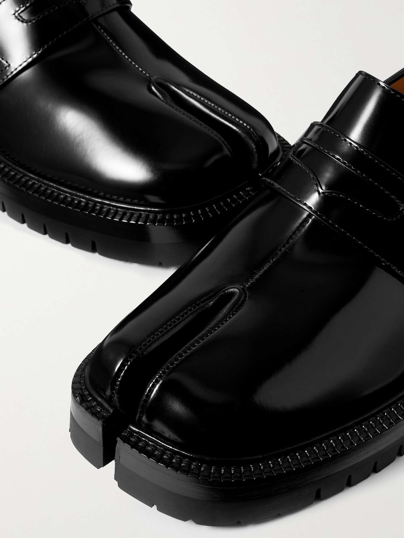 MAISON MARGIELA Tabi split-toe glossed-leather loafers | NET-A-PORTER