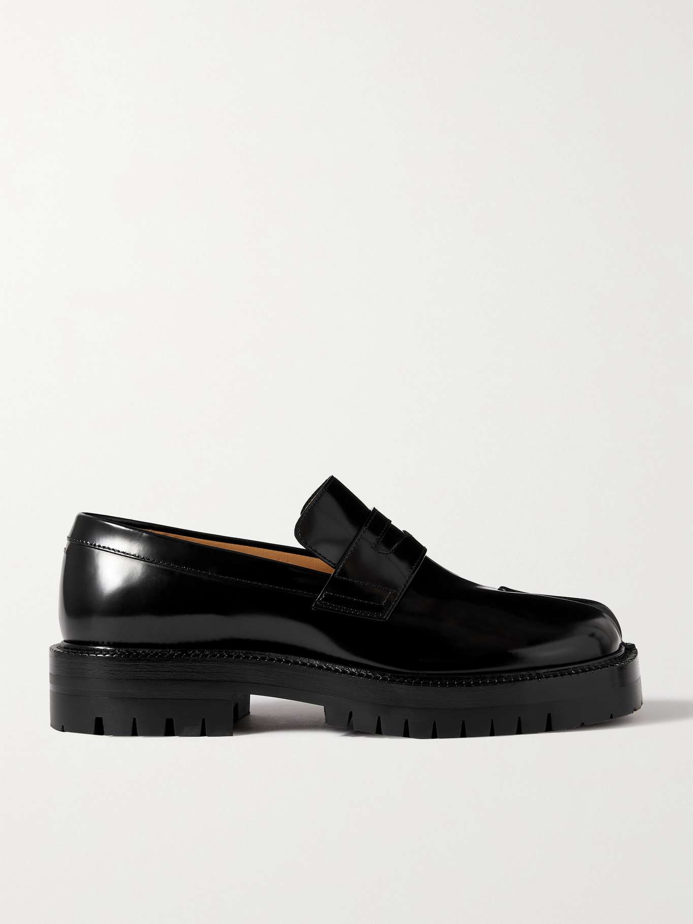 MAISON MARGIELA Tabi split-toe glossed-leather loafers | NET-A-PORTER