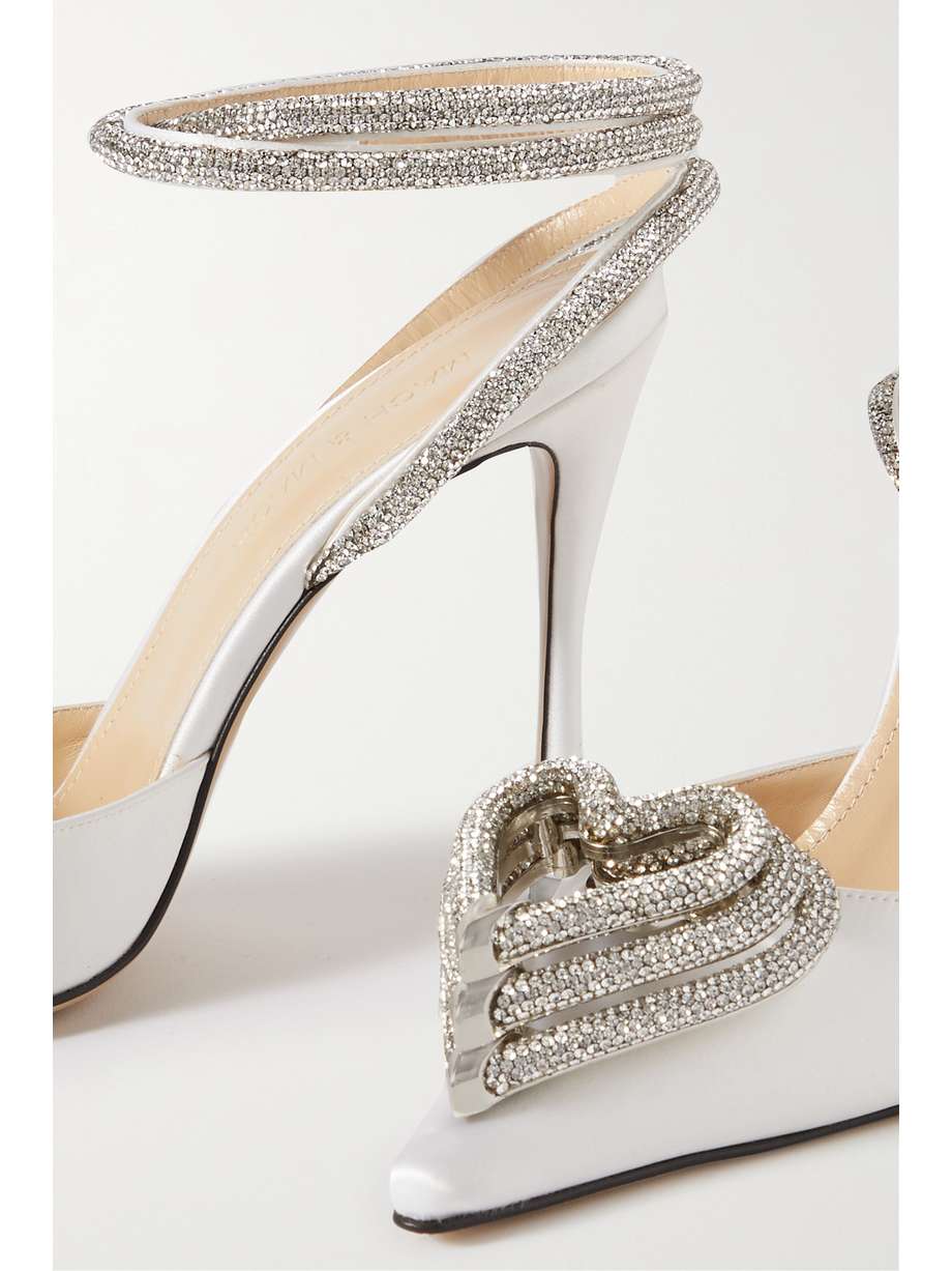 MACH & MACH Triple Heart crystal-embellished satin pumps | NET-A-PORTER