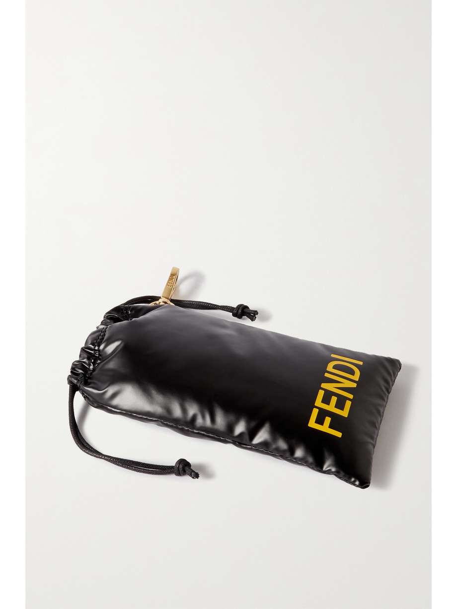 FENDI EYEWEAR Oval-frame crystal-embellished silver-tone sunglasses ...