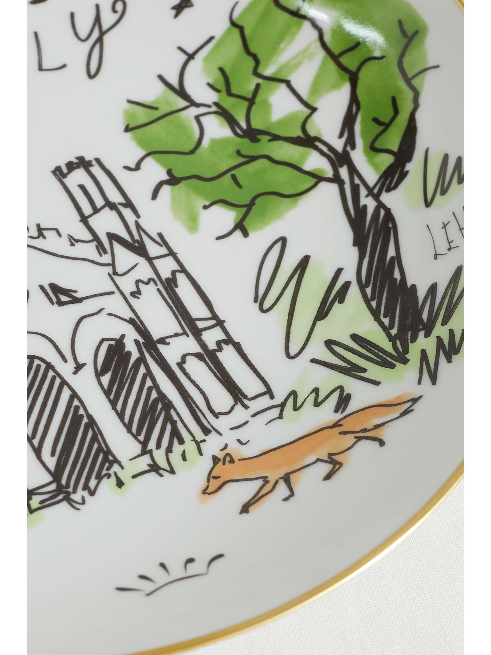 GINORI 1735 + Luke Edward Hall Fox Thicket Folly 27cm gold-plated ...