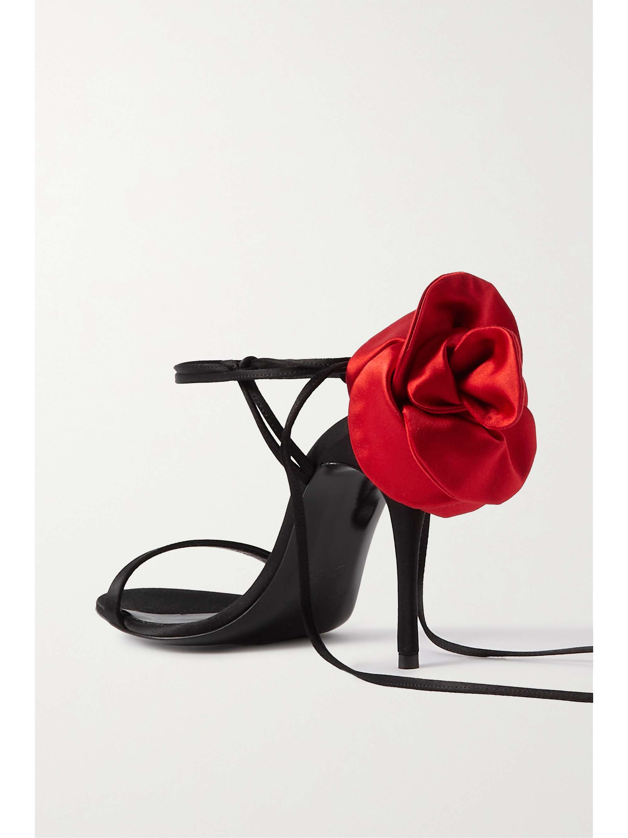MAGDA BUTRYM Appliquéd lace-up satin sandals | NET-A-PORTER