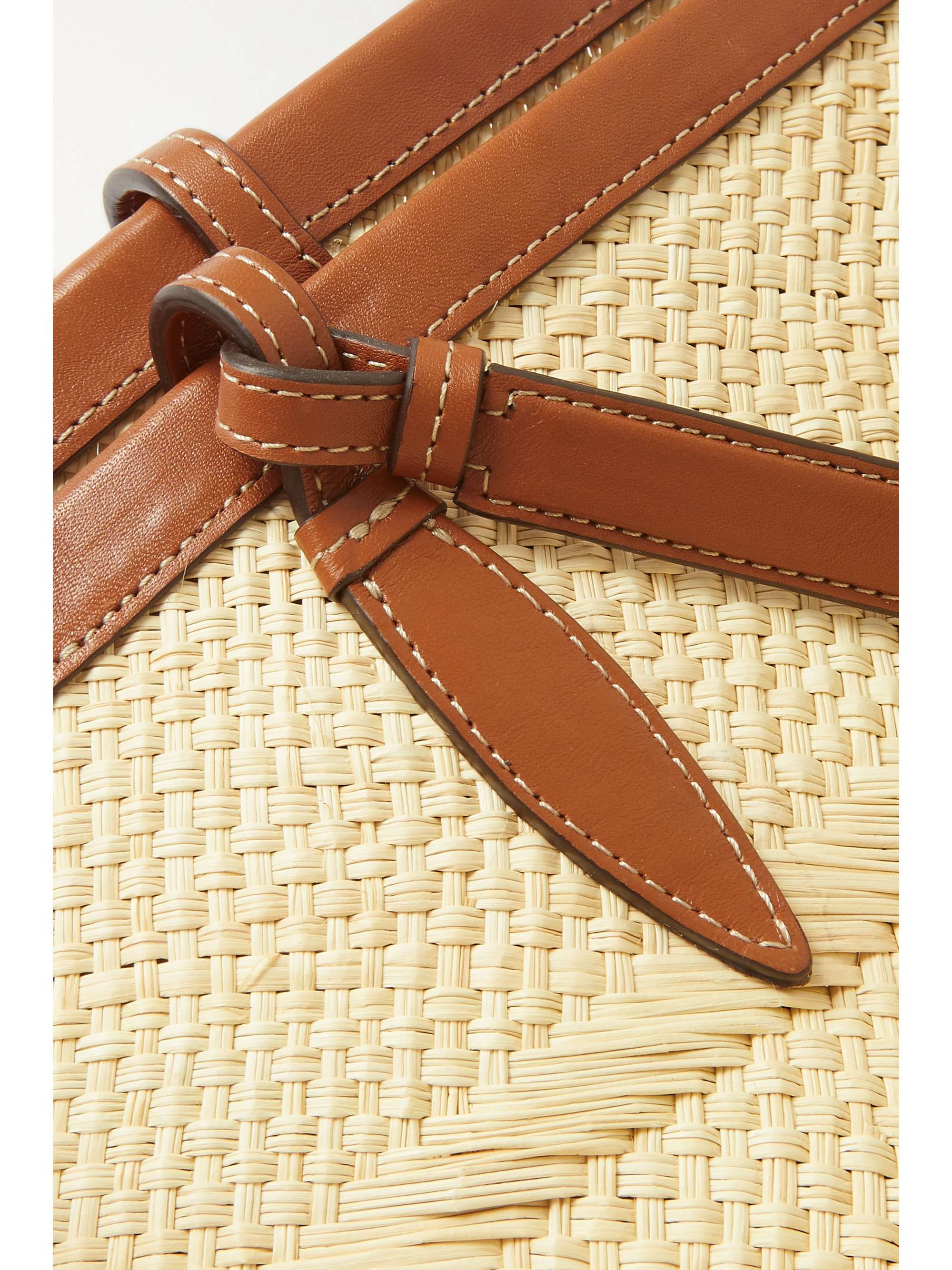 HUNTING SEASON Iraca large leather-trimmed woven raffia tote | NET-A-PORTER