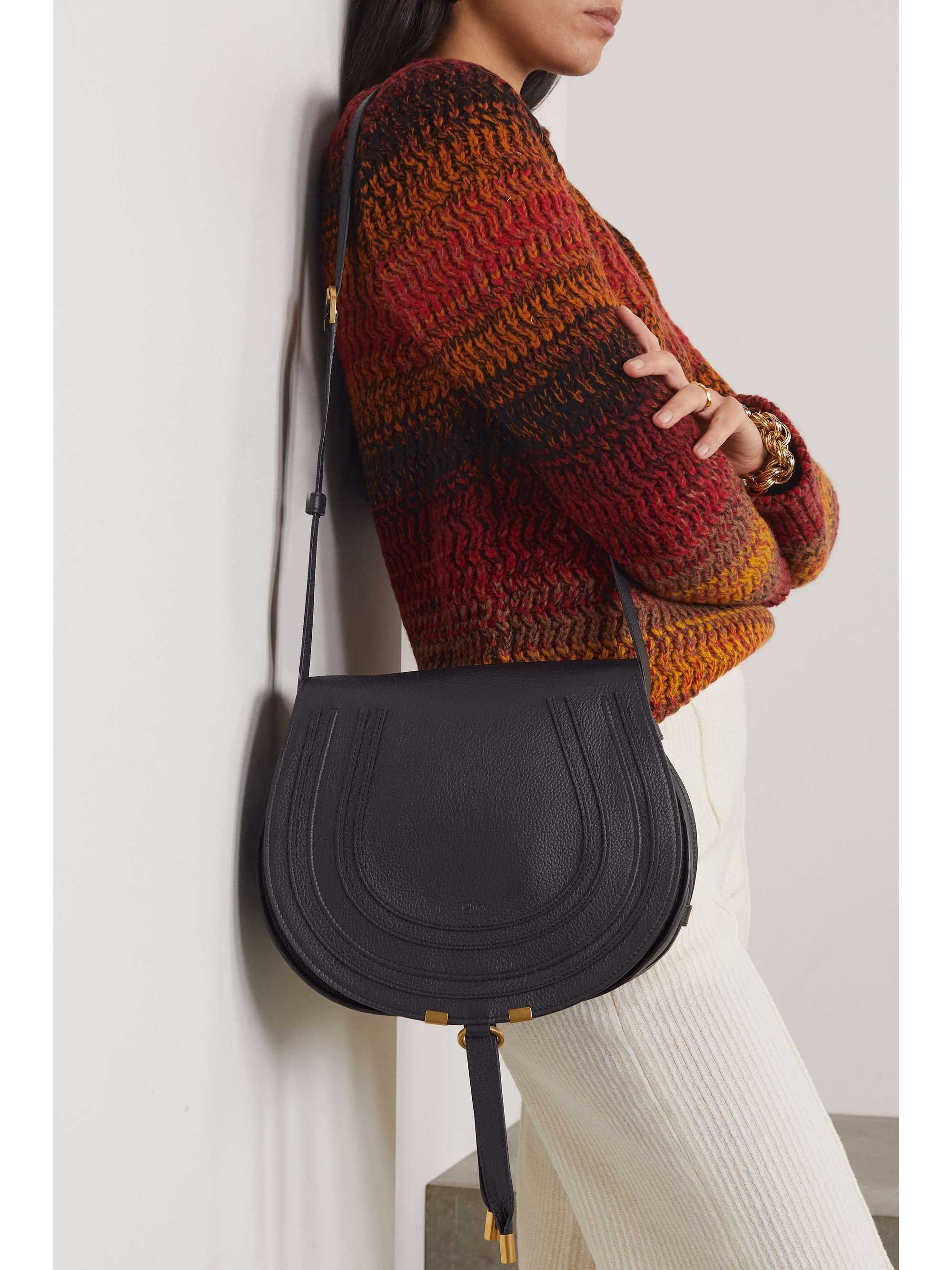 CHLOÉ + NET SUSTAIN Marcie medium textured-leather shoulder bag | NET-A ...